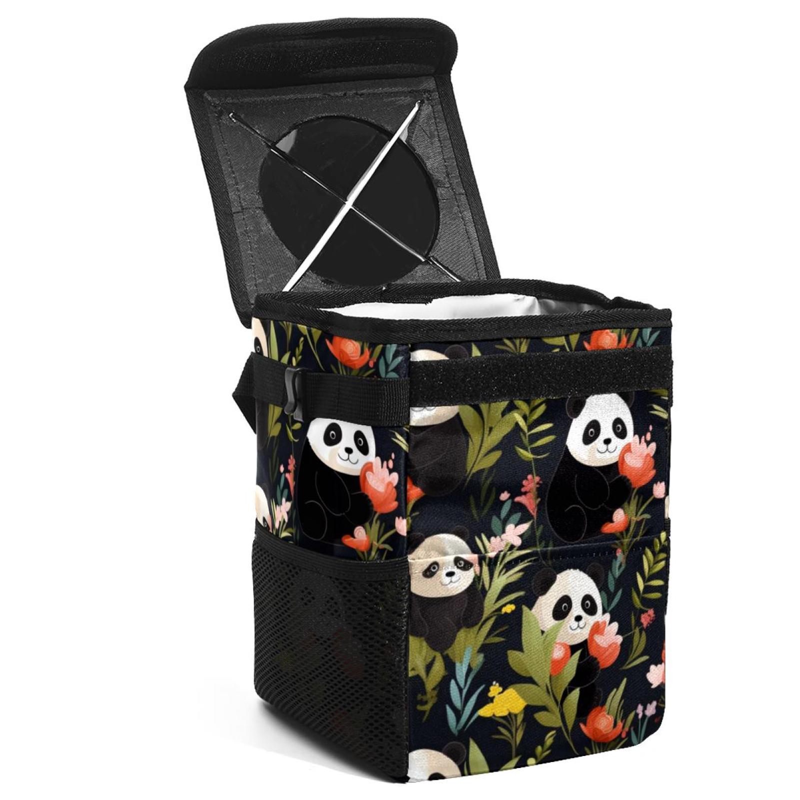 Panda Mini Trash Can Car Garbage Can Trash Can for Car - Foldable, with ...