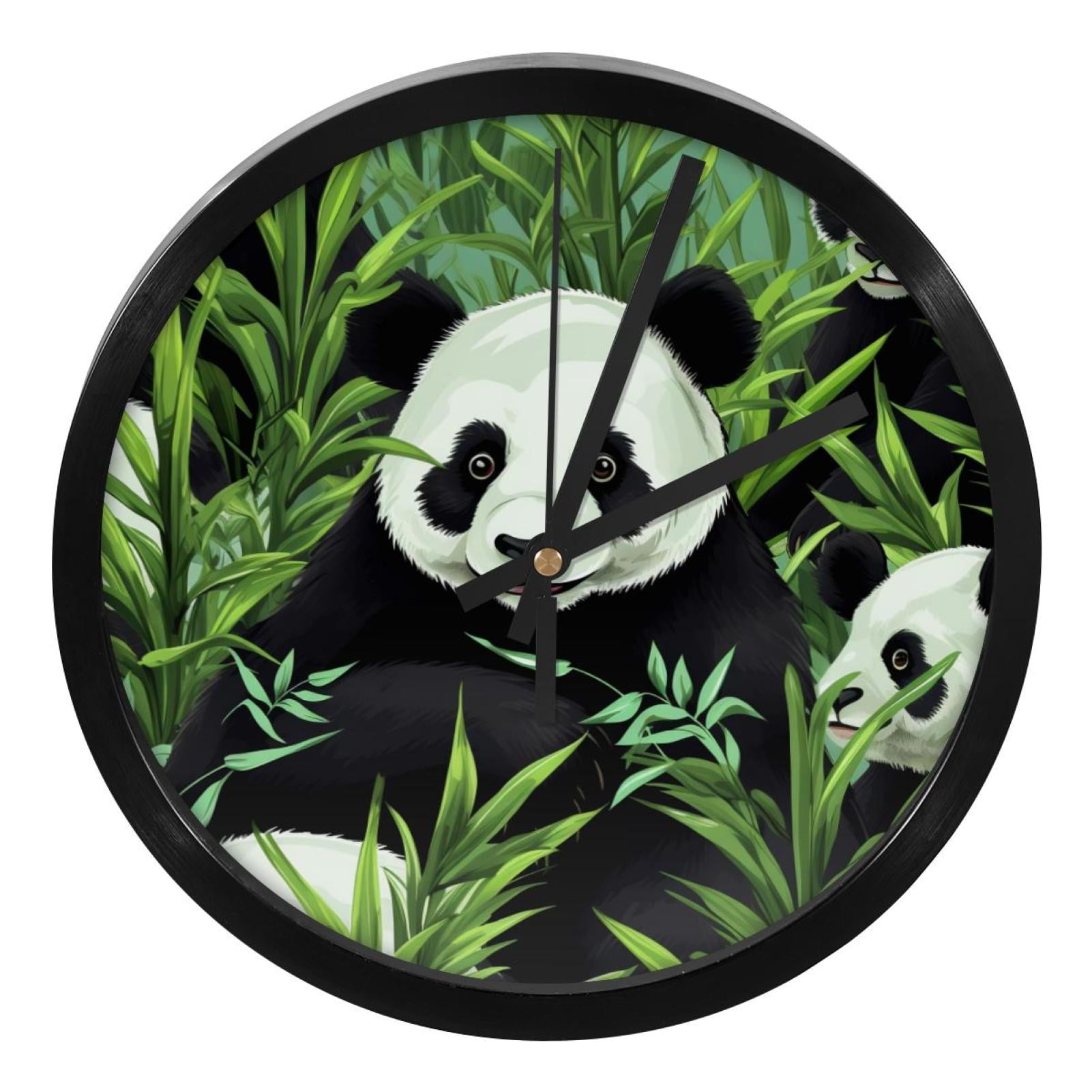 Panda Modern 9.8 Inch Wall Clock, Silent Non-Ticking Round Digital ...