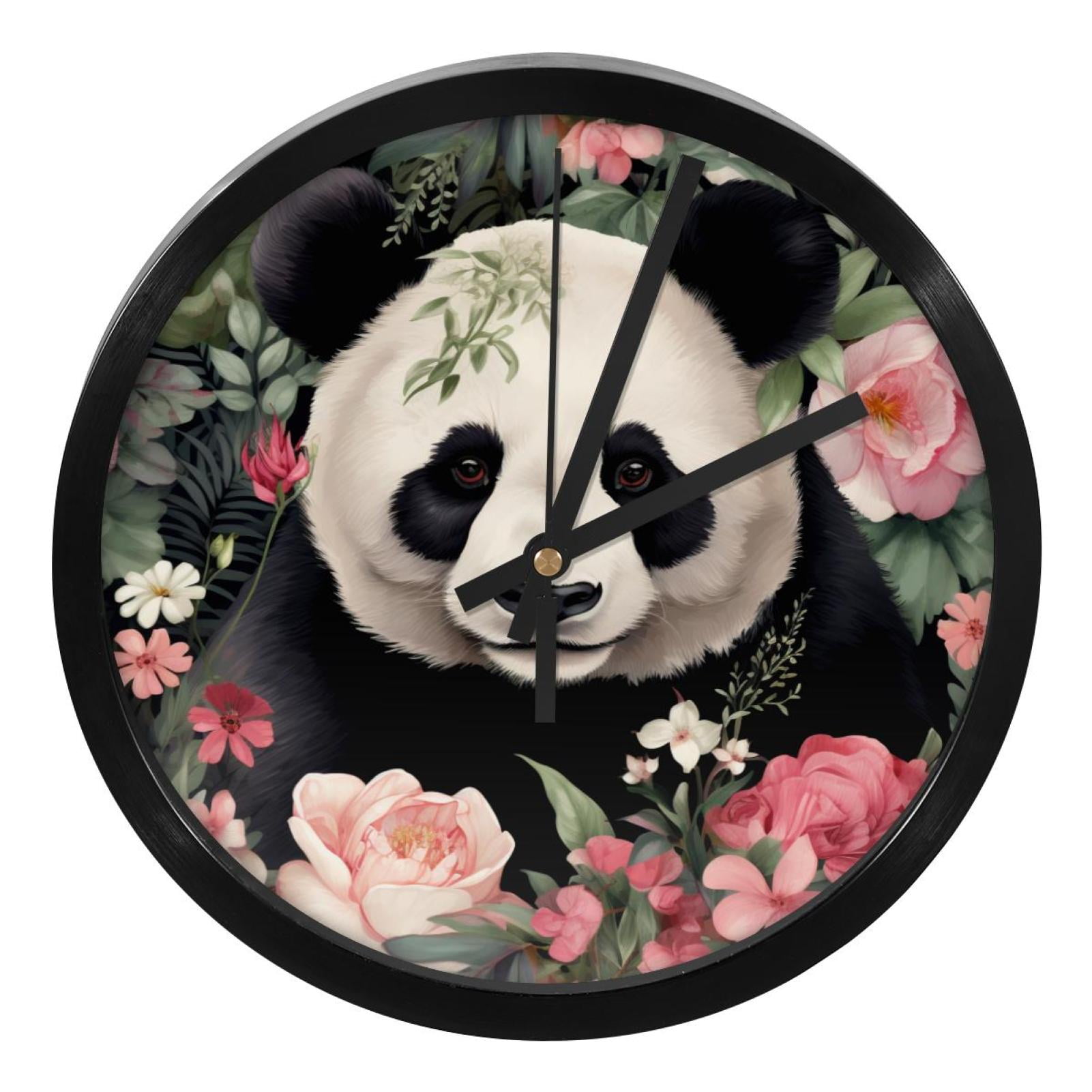 Panda Modern 9.8 Inch Wall Clock, Silent Non-Ticking Round Digital ...