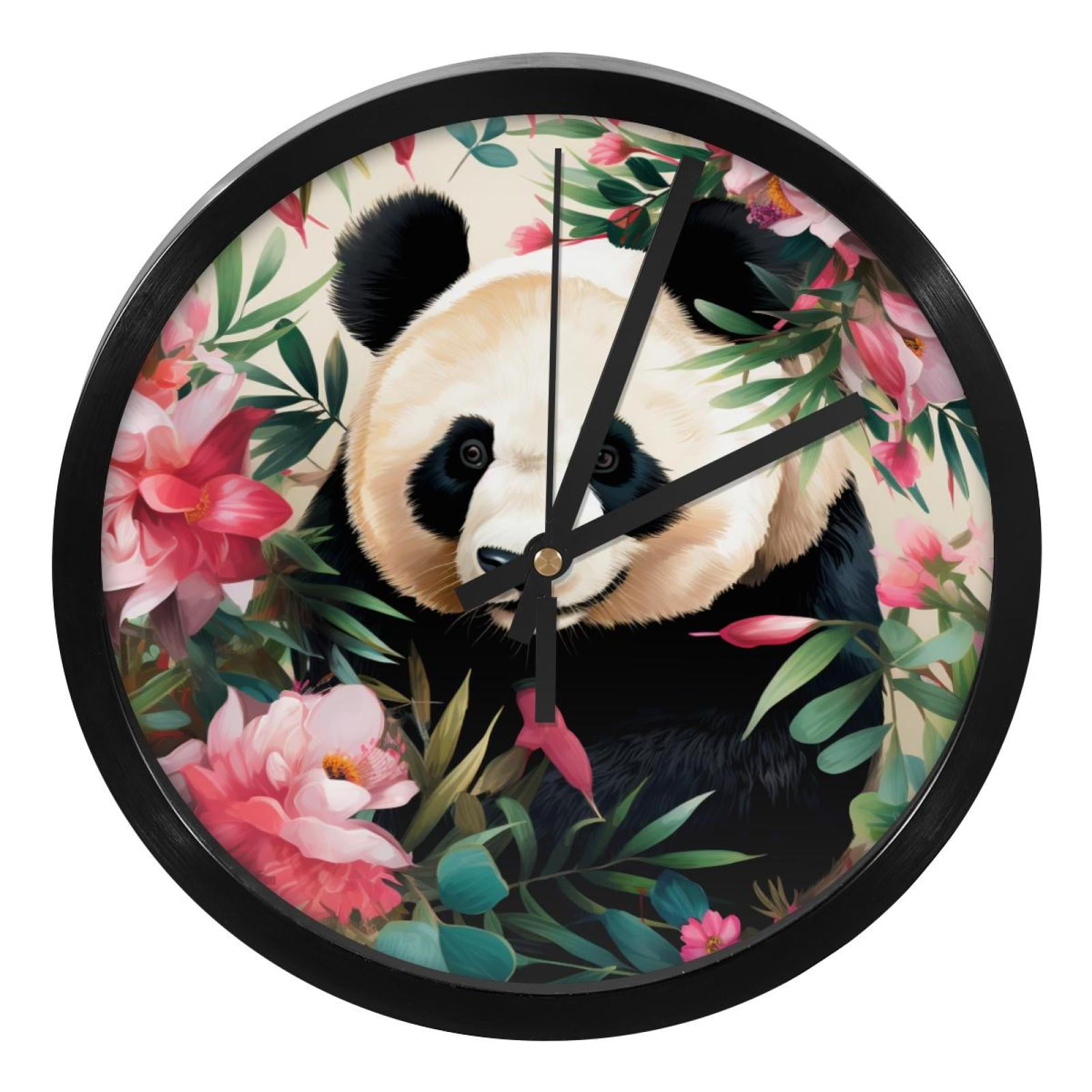 Panda Modern Wall Clock, 9.8 Inches, Silent Non-Ticking Round Digital ...