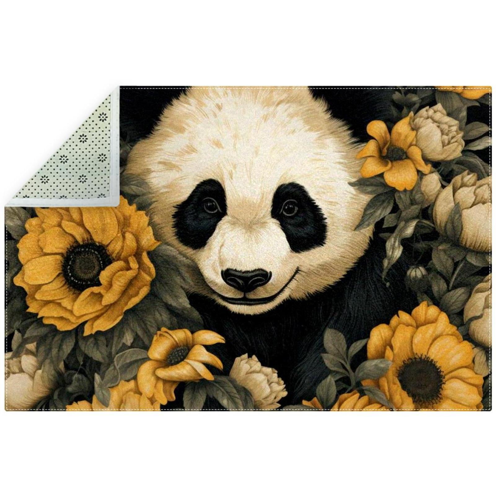 Panda Office Mat with Right-Angle Design - Polyester Floor Mat for ...