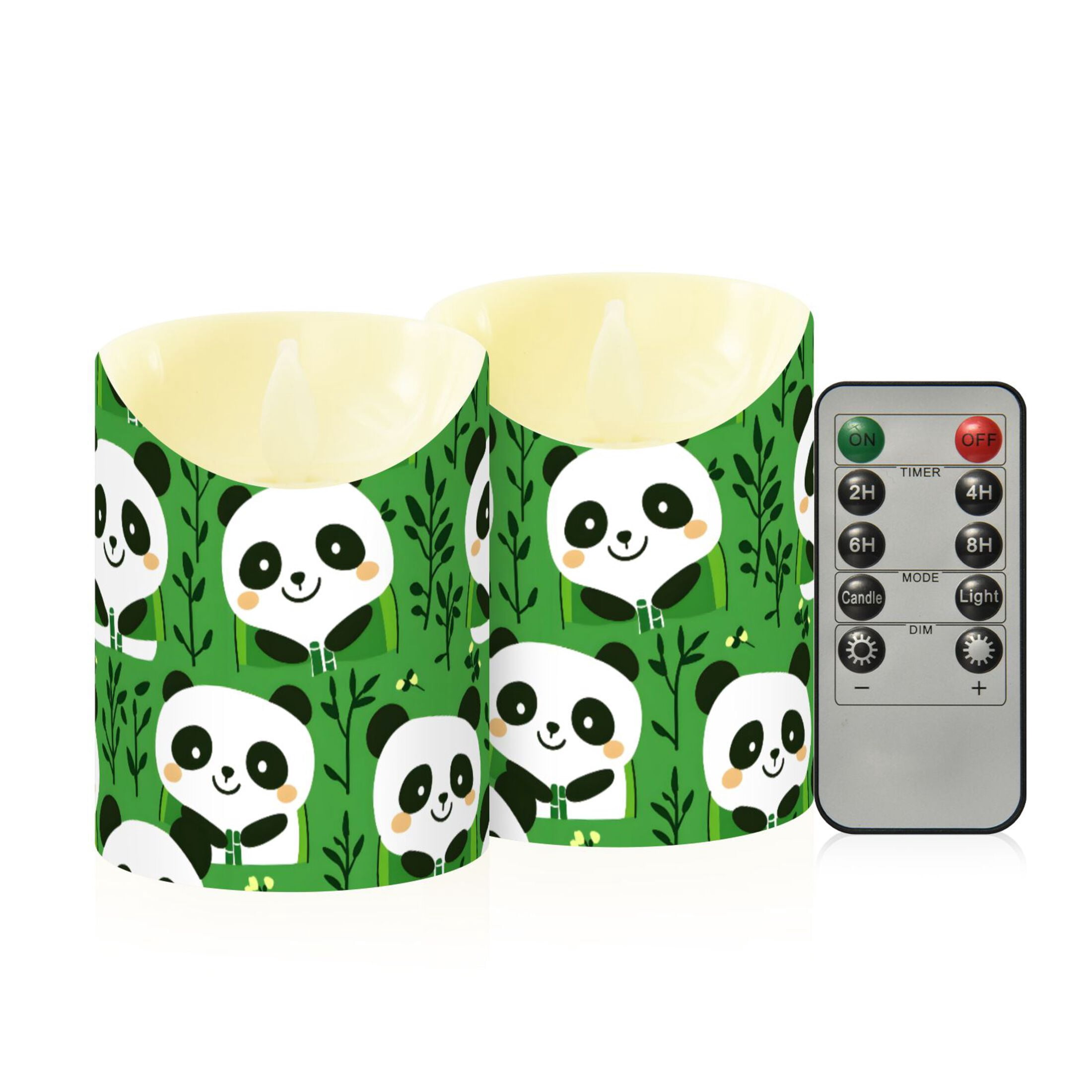 Panda Pattern Flameless Candles 2 PCS with Remote Realistic Moving ...