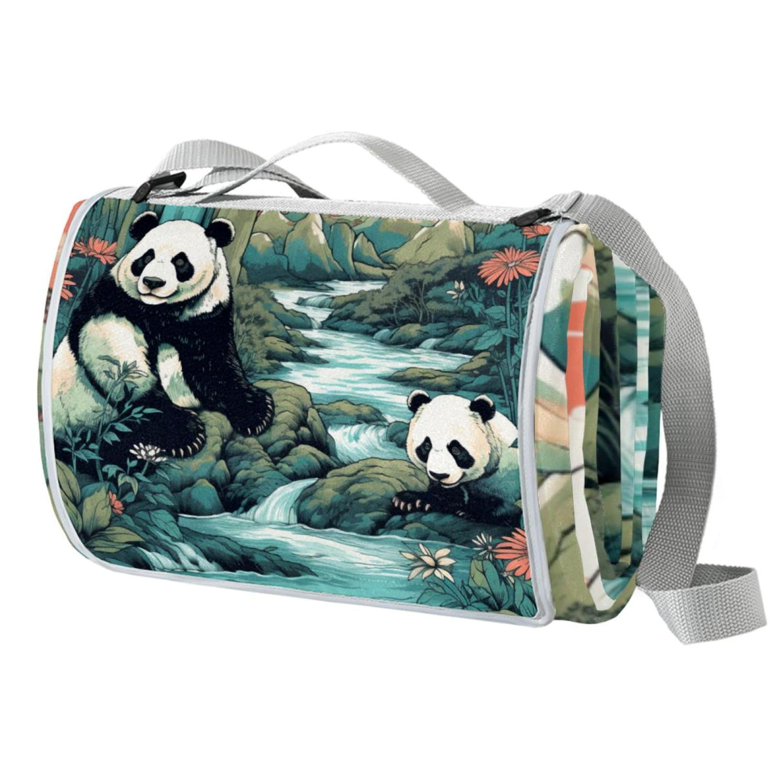 Panda Portable Canvas Picnic Blanket Waterproof Backing for Outdoor ...