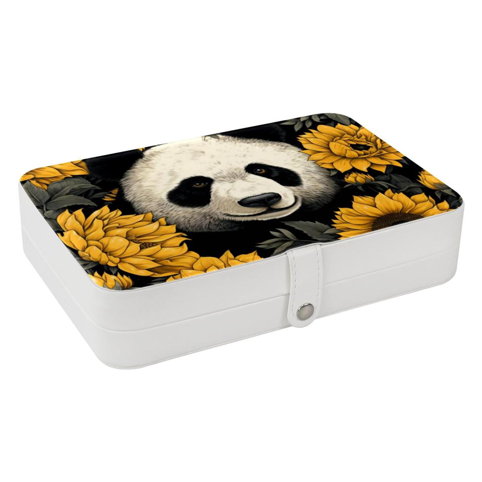 Panda Portable PU Leather Necklace Organizer Box with Removable ...