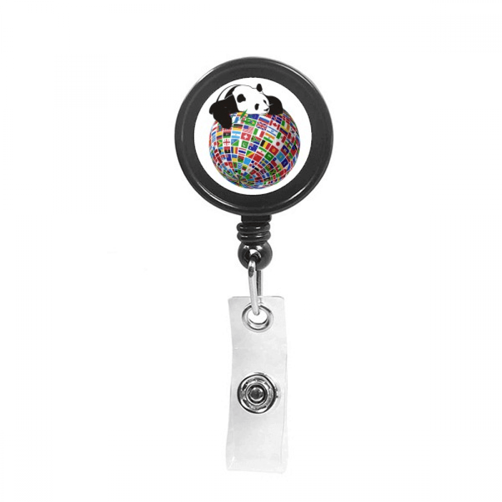 Panda Posture Flag Earth Art Deco Fashion Retractable Keychain Badge ...