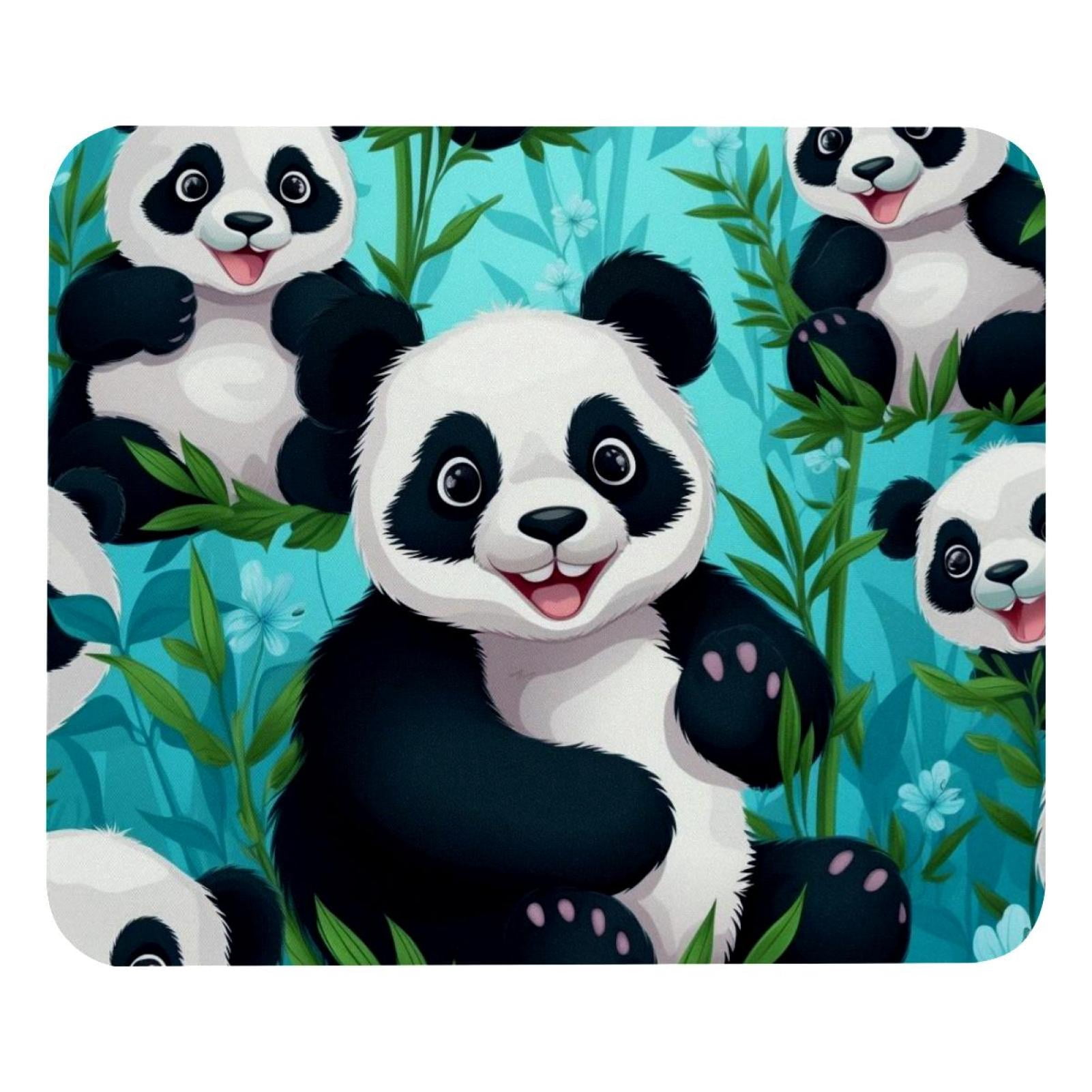 Panda Printed Square Desk Pad, 8.3x9.8 Inch Non-Slip Rubber Bottom ...