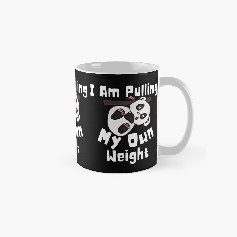 Panda Pulling His Own Weight Funny Kawaii Panda Working Out Classic Mug ...