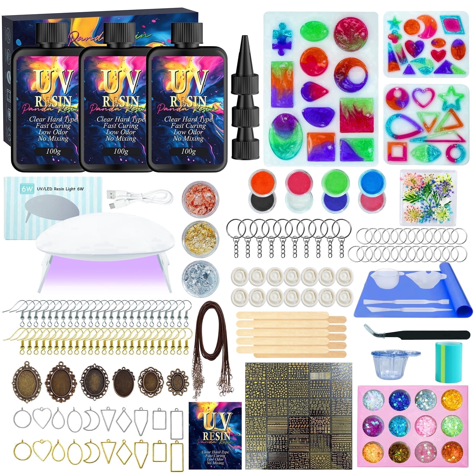 Panda Resin 300g UV Resin Kit with UV Light and Crafting Tools, Fast ...