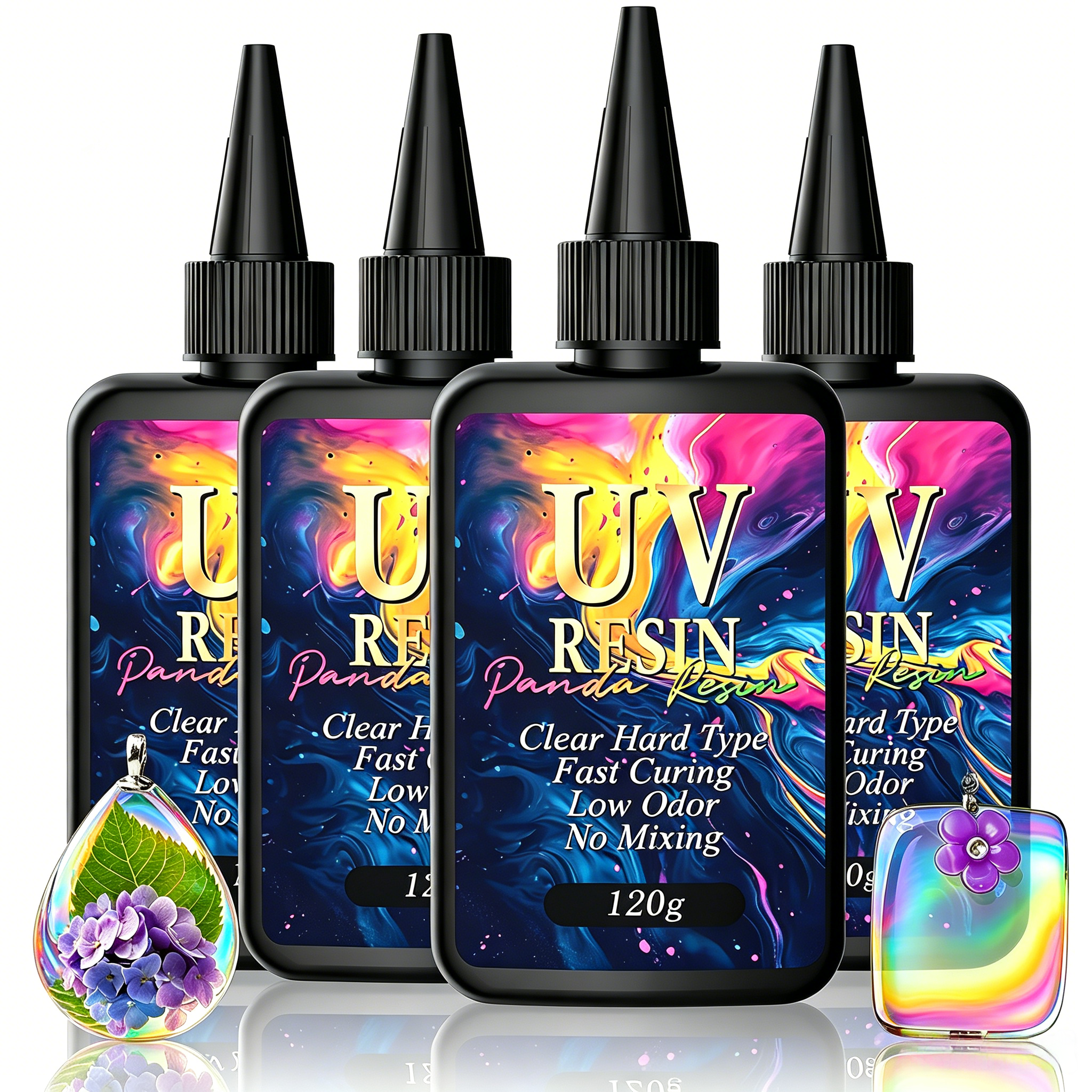 Panda Resin 480g UV Resin Kit – Crystal Clear Hard UV Glue, Anti ...