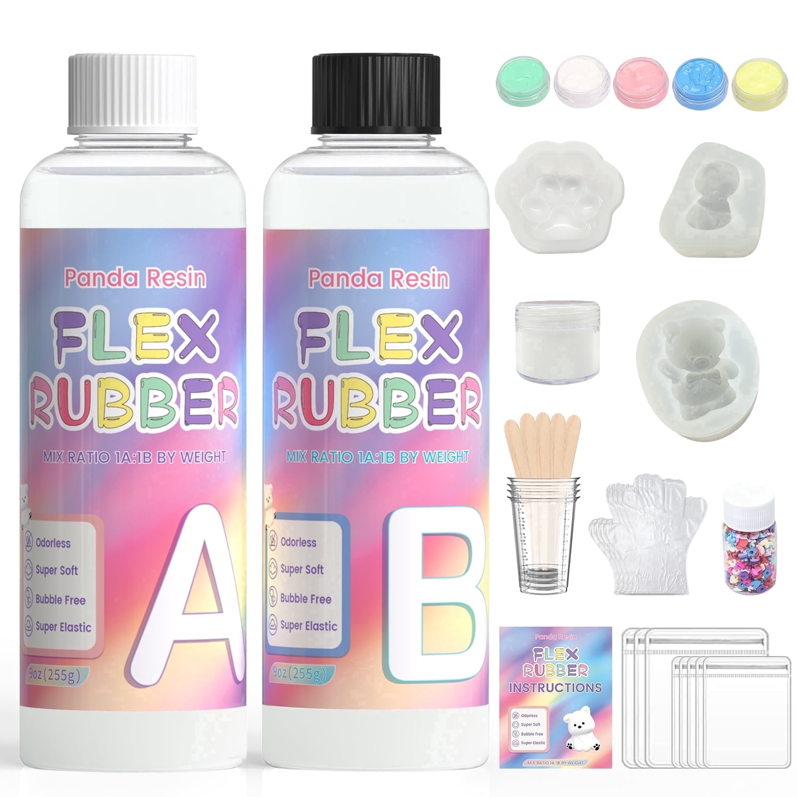 Panda Resin 18 oz Flex Rubber Squishy Kit, Sticky Soft with Mold ...