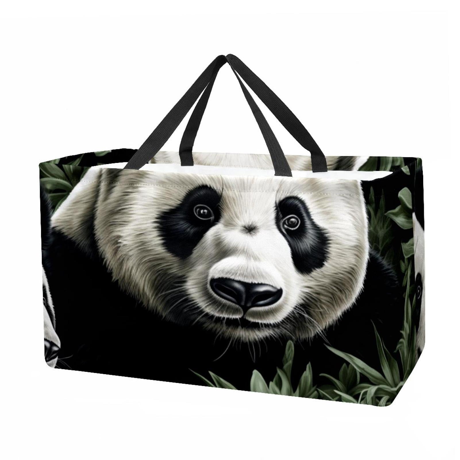 Panda Reusable Foldable Picnic Basket Tote Bag Large Capacity Shopping ...
