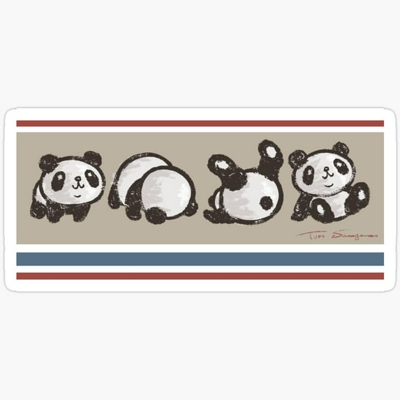 Panda Rolling Forward Sticker Phone Decal Water Bottle Stickers Car ...