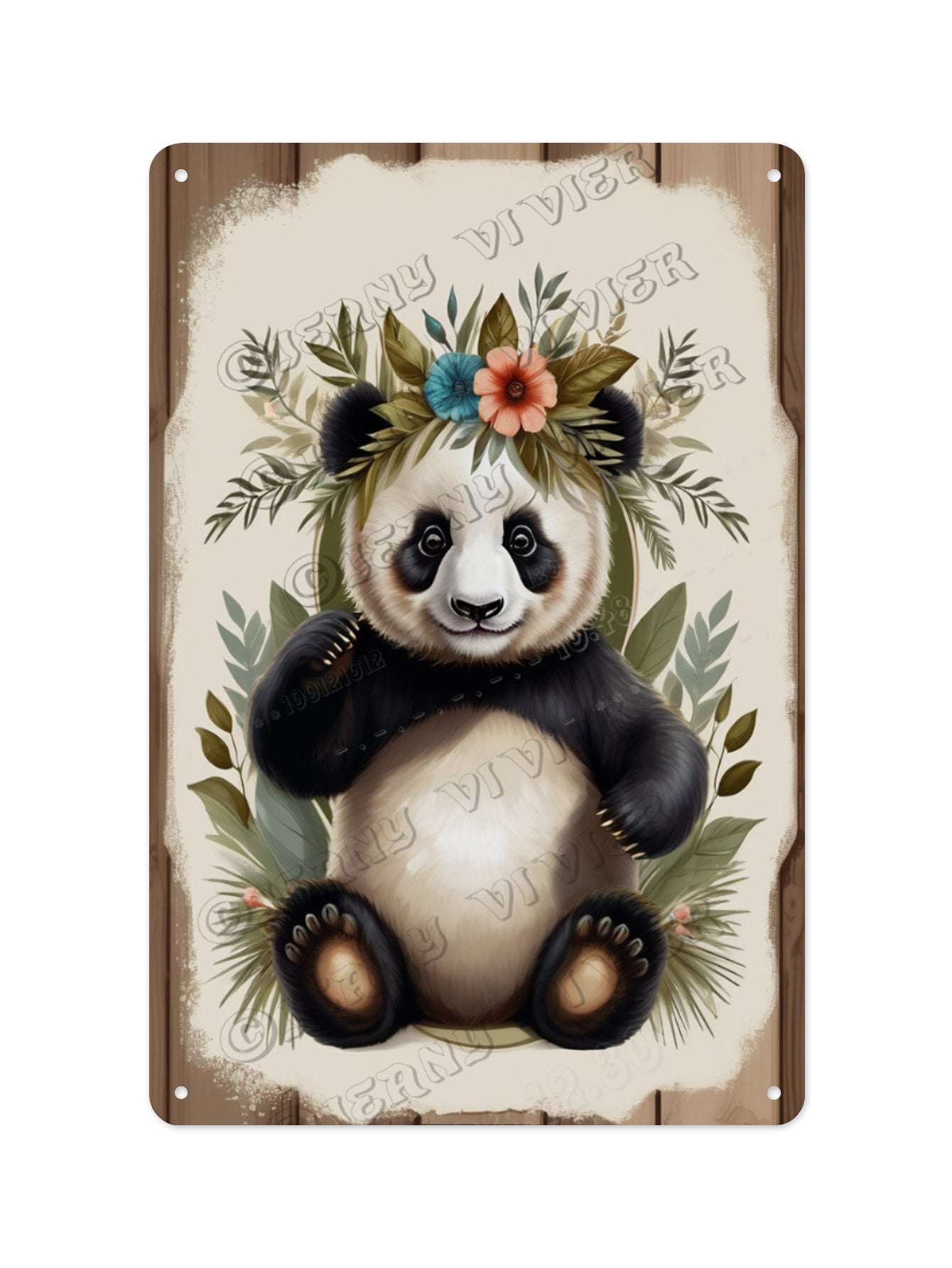 Panda Rustic Aluminum Sign 8x12 Inches - Unique Wildlife Metal Sign ...