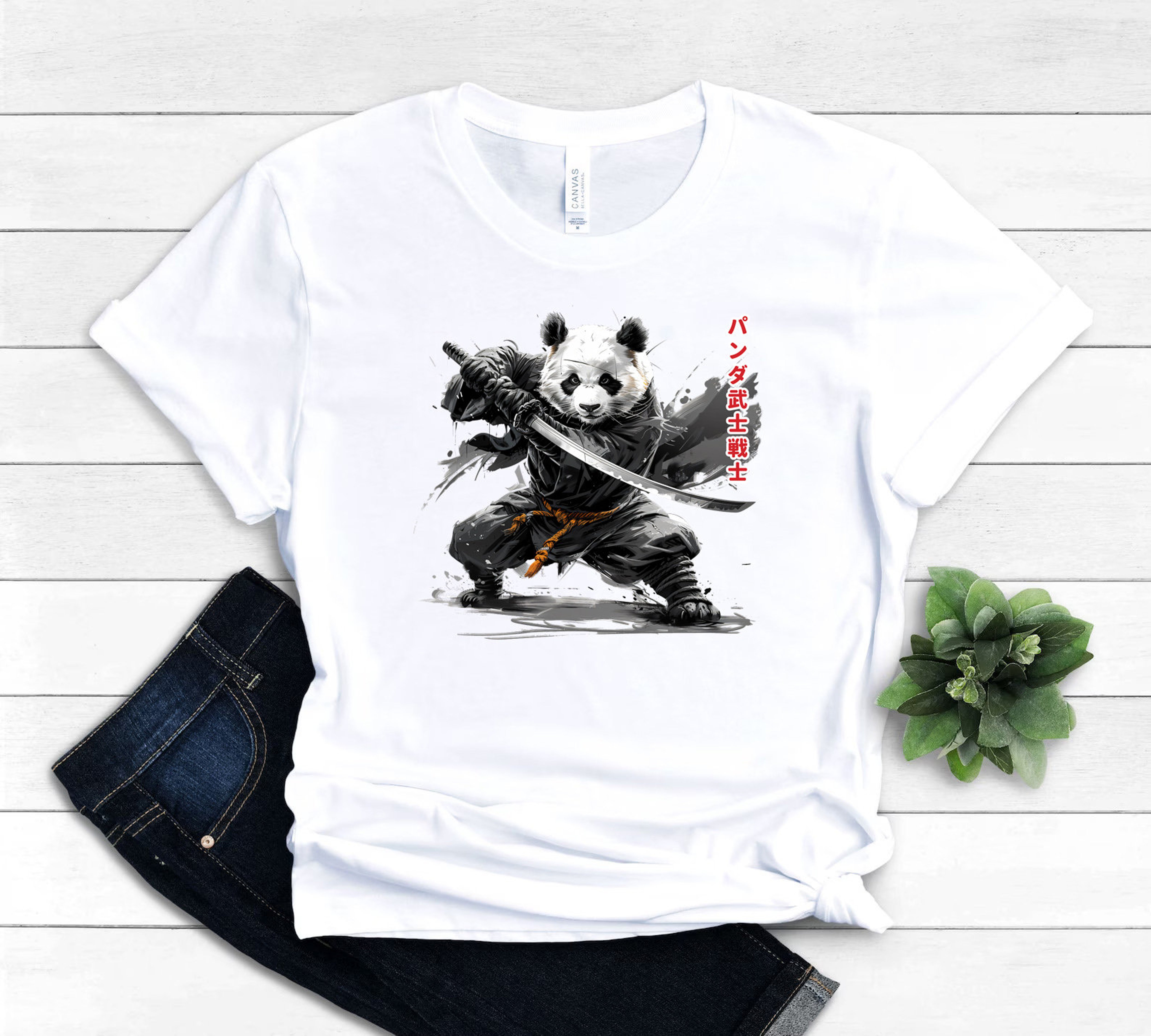 Panda Samurai Warrior Shirt, Japanese Warrior Giant Panda Bear Ninja ...