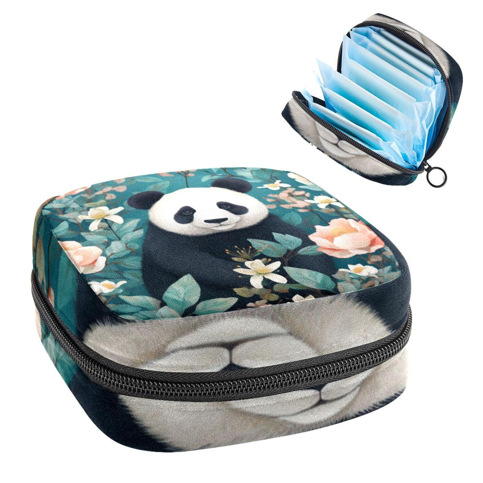Panda Sanitary Napkin Pouch Bag with Plush Fabric, Sponge, and Oxford ...