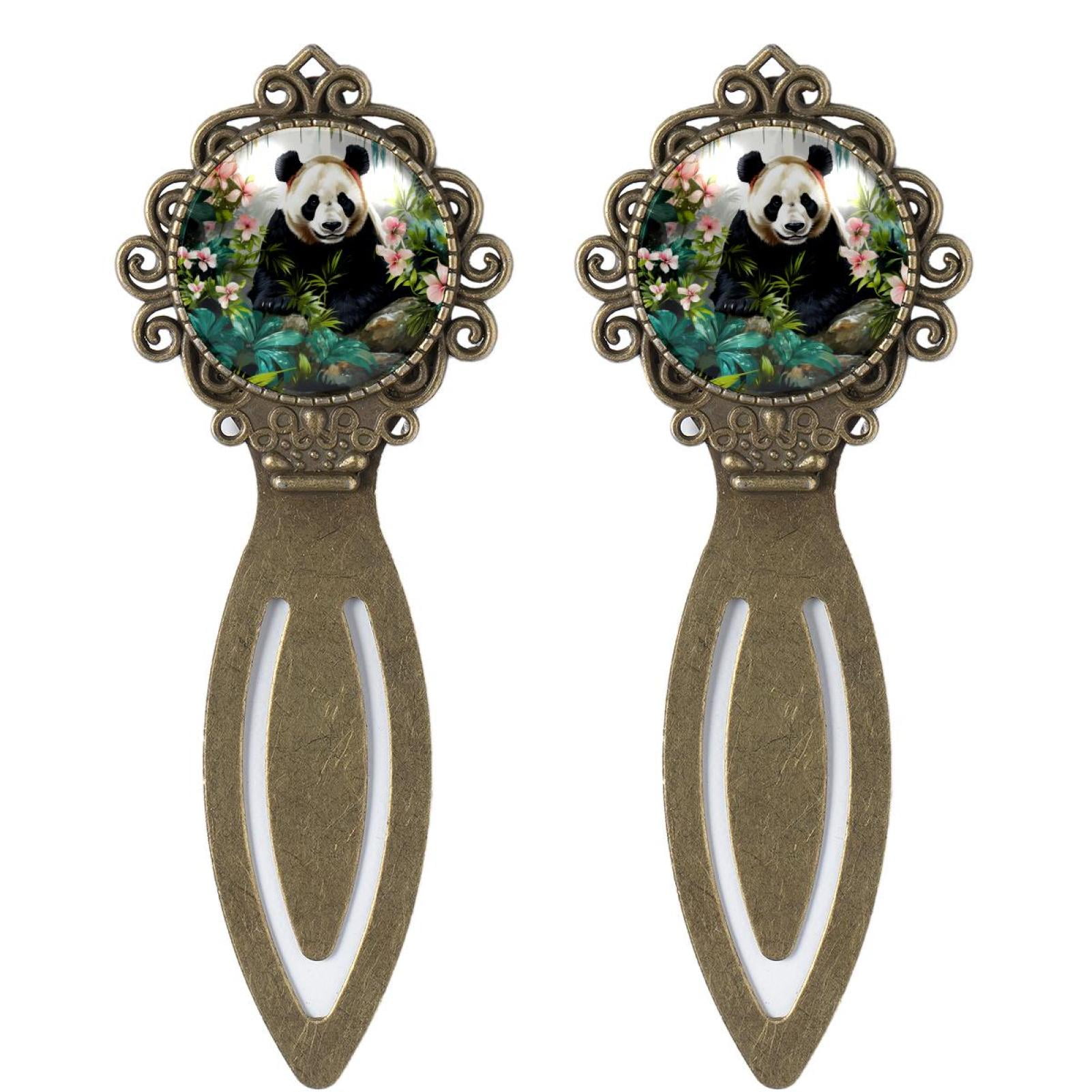 Panda Set of Two Vintage Copper-Colored Lace Bookmarks: Gifts for Book ...