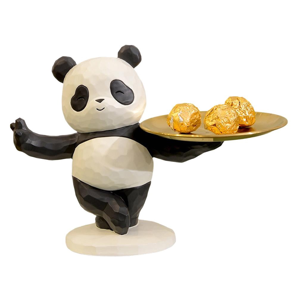 Panda Shape Tray Sculpture Entrance Key Holder Animal Figurine For Home ...