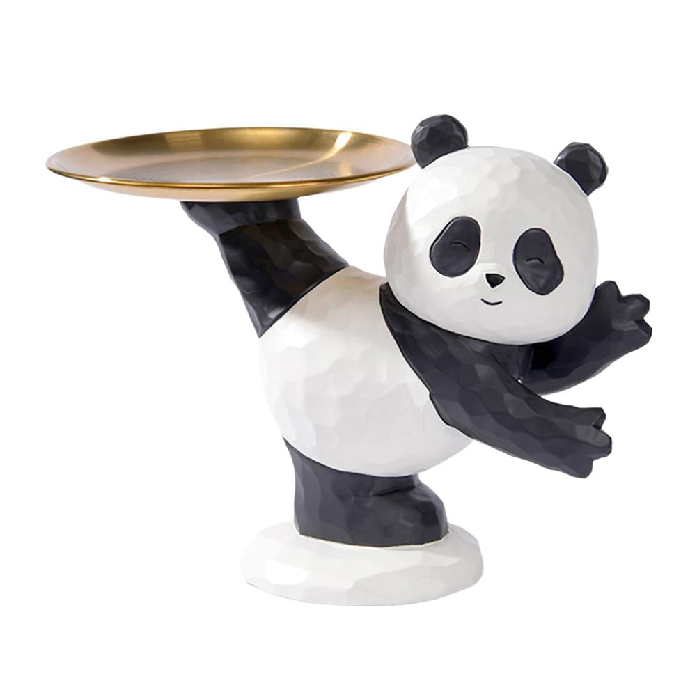 Panda Shape Tray Sculpture Entrance Key Holder Animal Figurine For Home ...