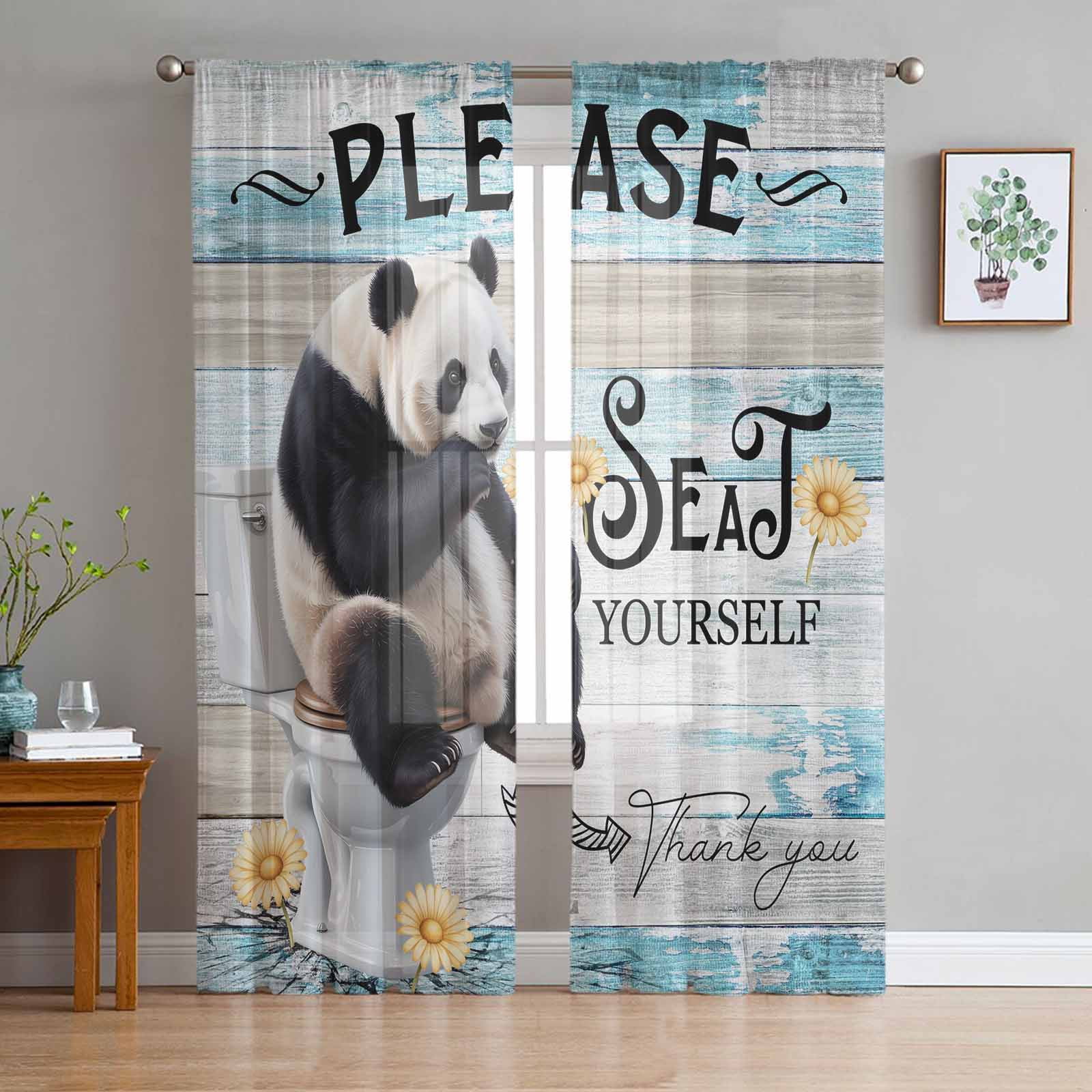 Panda Sheer Curtains 63 Inches Length 2 Panels Set, Window Sheer ...