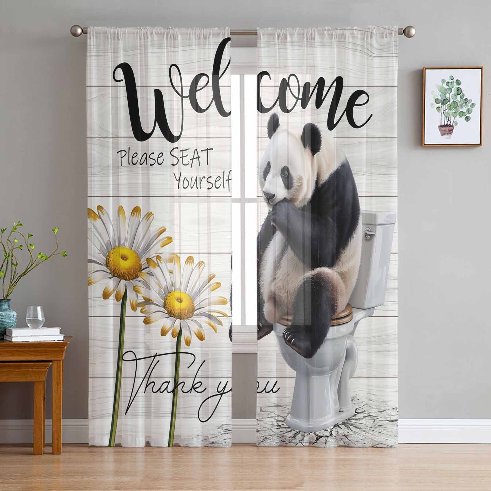 Panda Sheer Curtains 96 Inches Long 2 Panels Set, Window Sheer Curtains ...