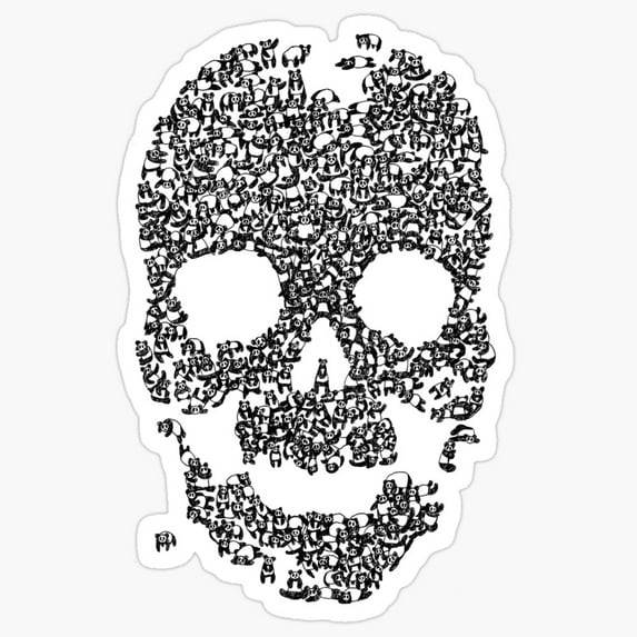 Panda Skull Sticker Phone Decal Water Bottle Stickers Car Decals ...