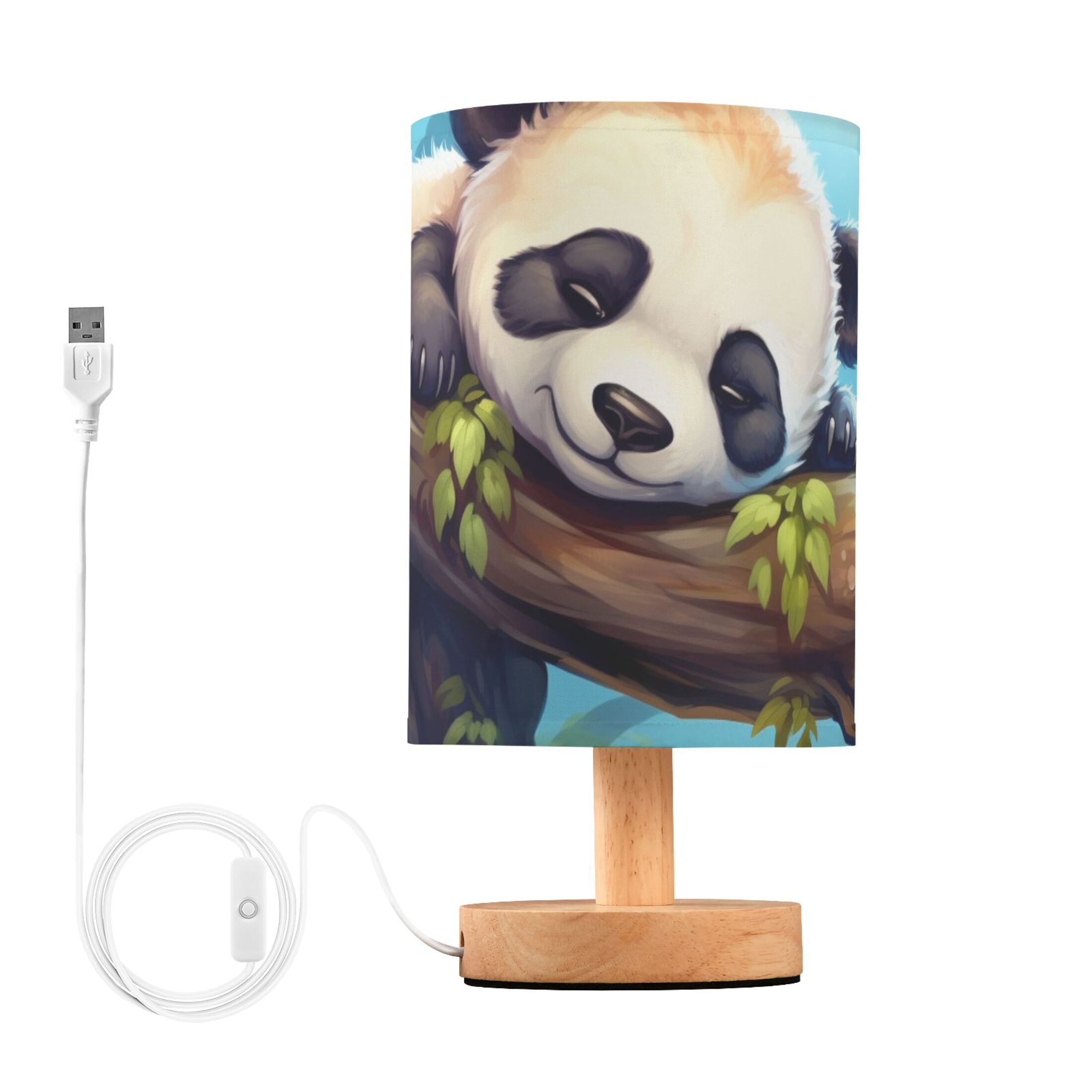 Panda Sleep on Tree Bedside Table Lamp LED Warm Lights with USB ...