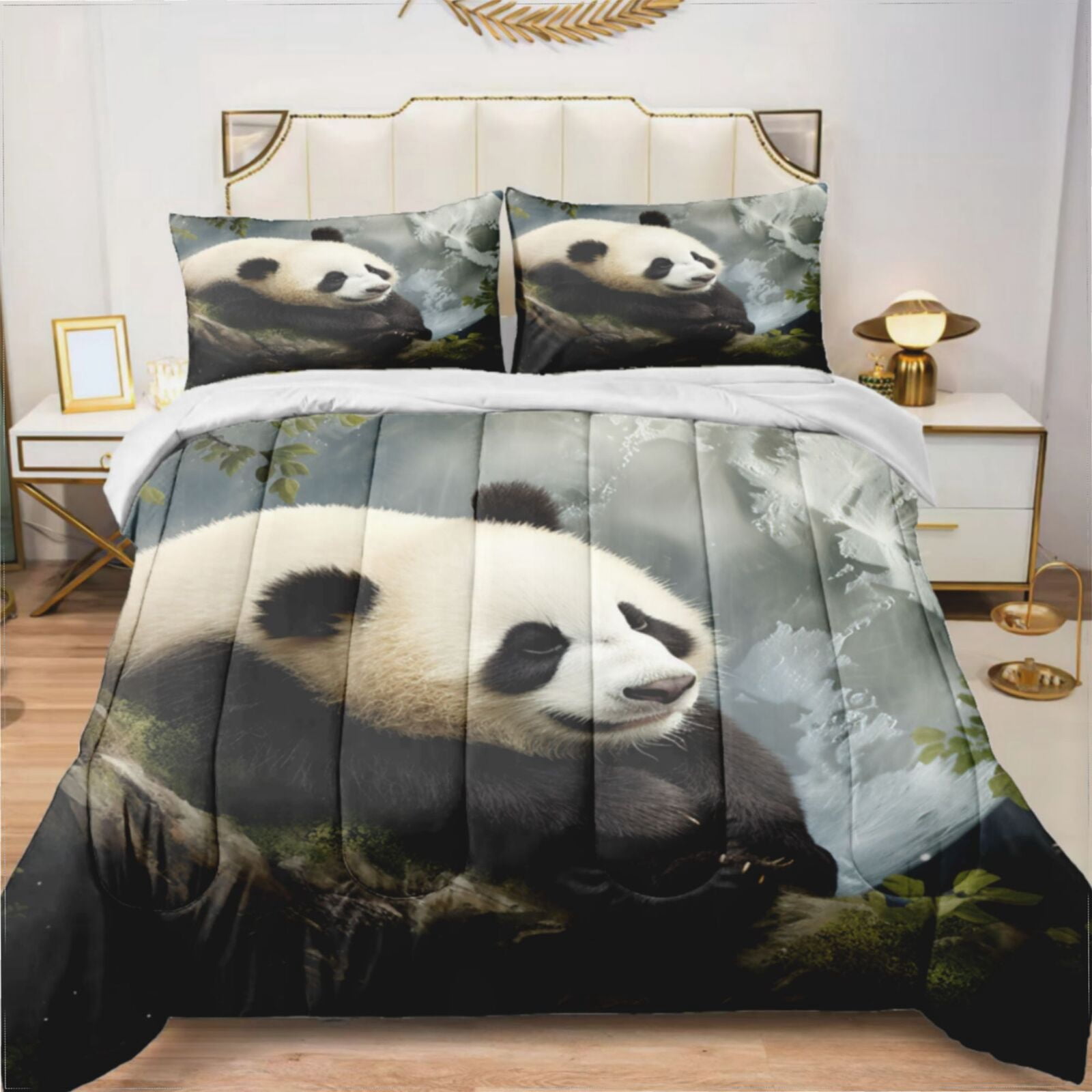 Panda Sleeping In The Tree (3) Comforter Set With 2 Pillowcases，3 Pcs ...