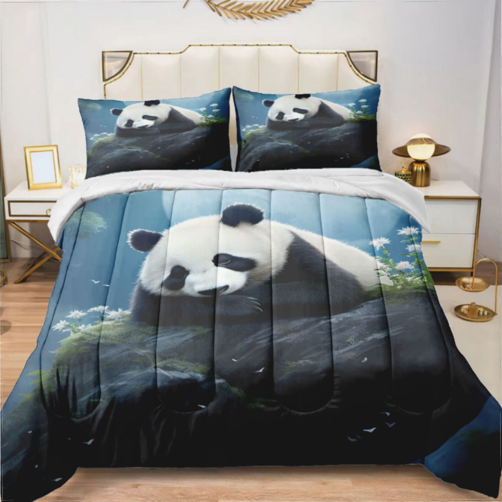 Panda Sleeping On The Rocks (1) Comforter Set With 2 Pillowcases，3 Pcs ...