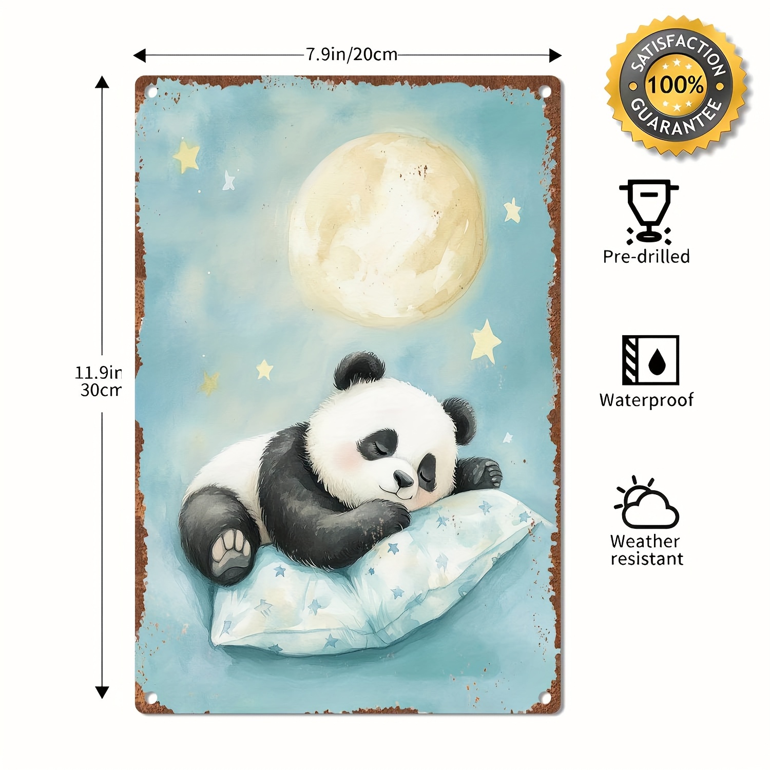Panda Sleeping Under A Full MoonRetro Metal Tin Sign Vintage Sign ...