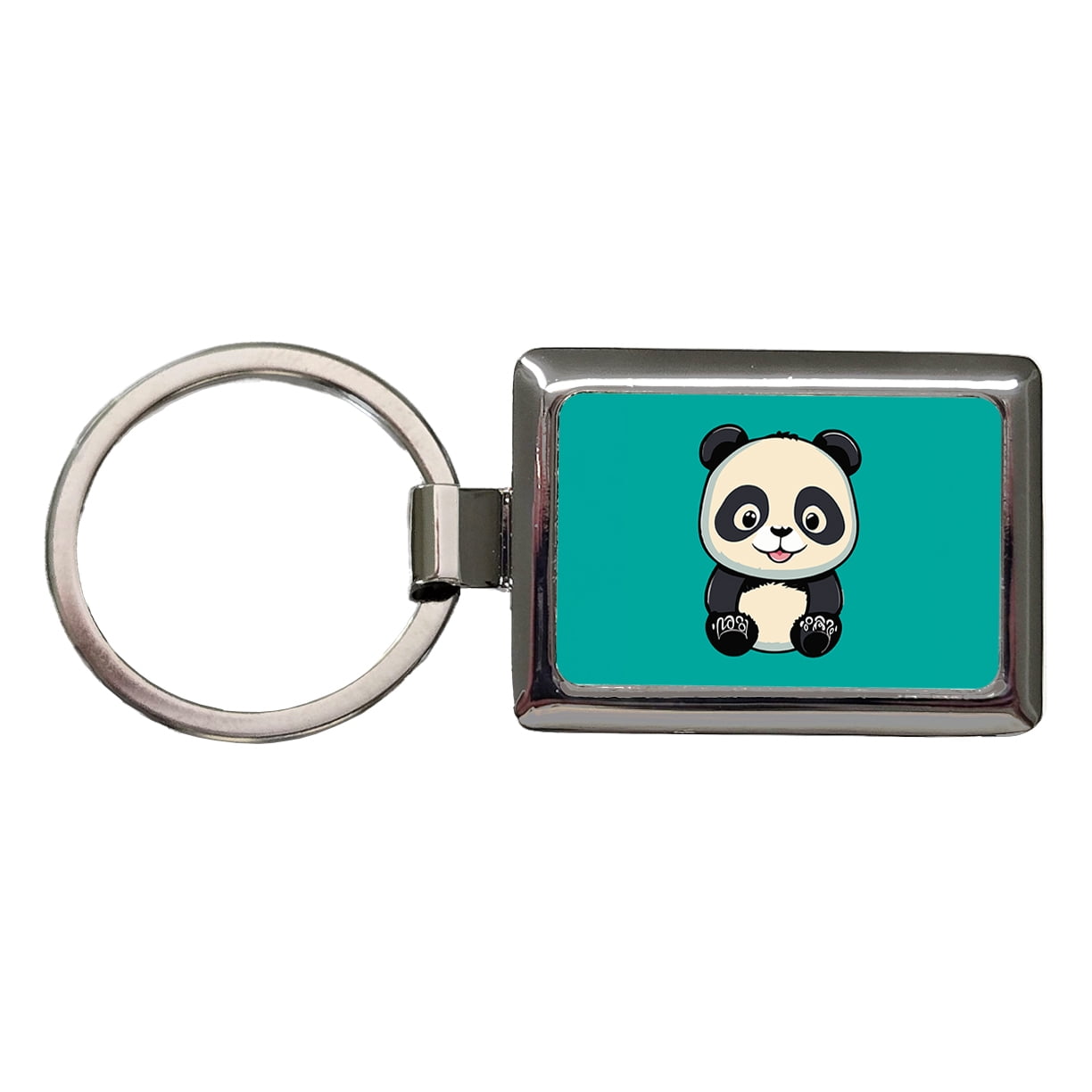 Panda Smiling Sitting Metal Rectangle Keychain - Walmart.com