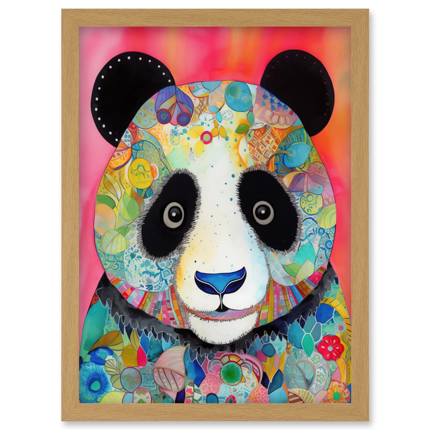 Panda Spirit Animal Portrait Folk Art Watercolour Painting Artwork ...
