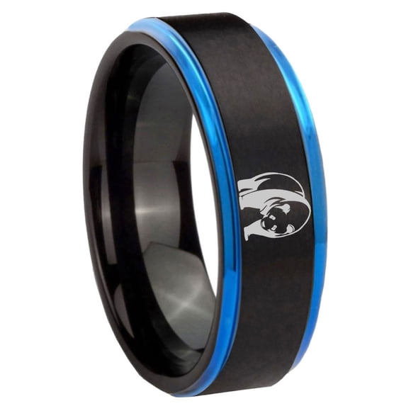 Panda Step Edge Black And Blue Tungsten Promised Ring 10MM - Walmart.com