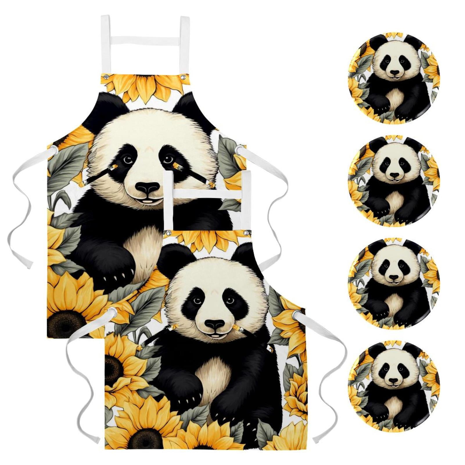 Panda Sunflower 2 Pack Waterproof Apron with Pockets and Badge - Button ...