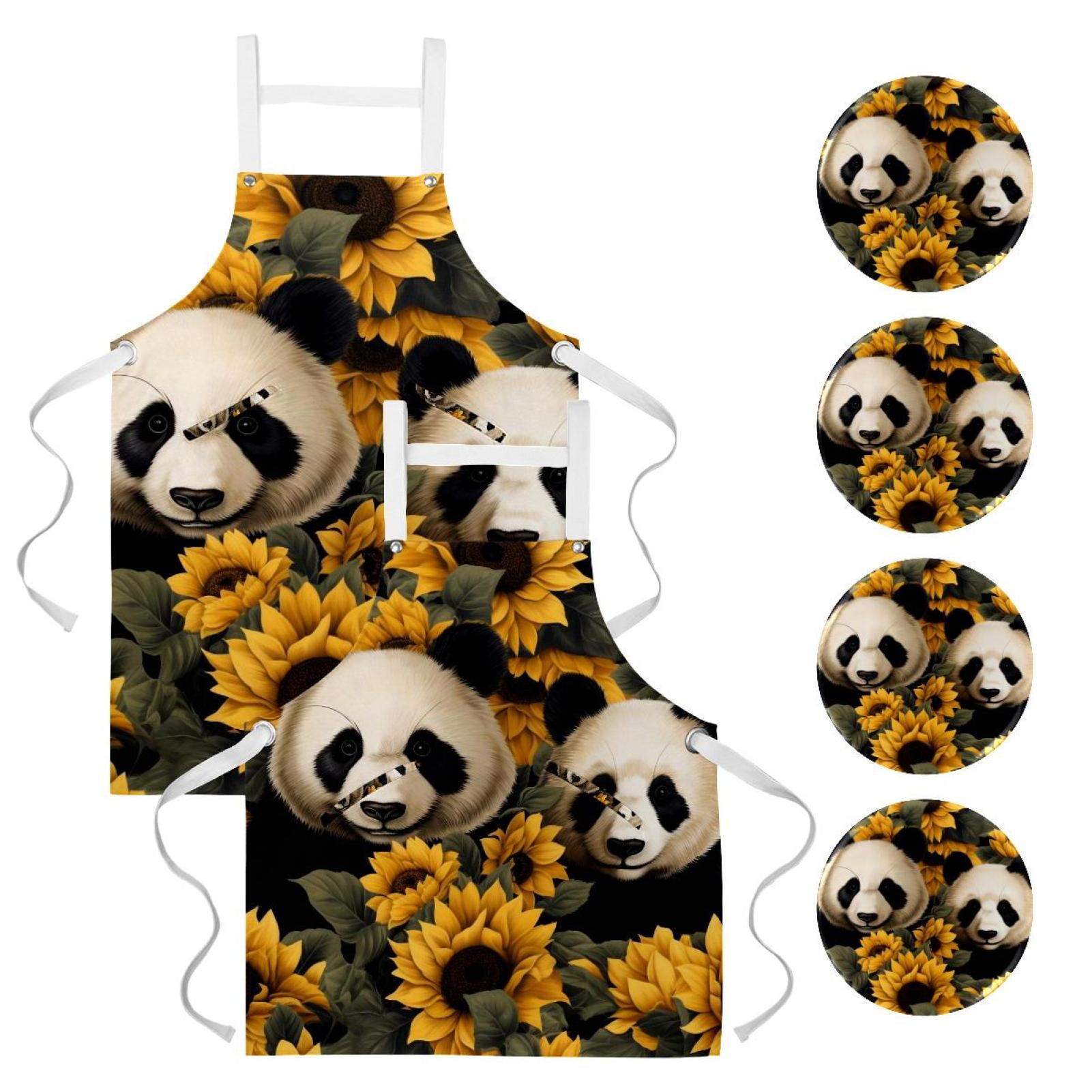 Panda Sunflower 2 Pack Waterproof Apron with Pockets and Badge - Button ...