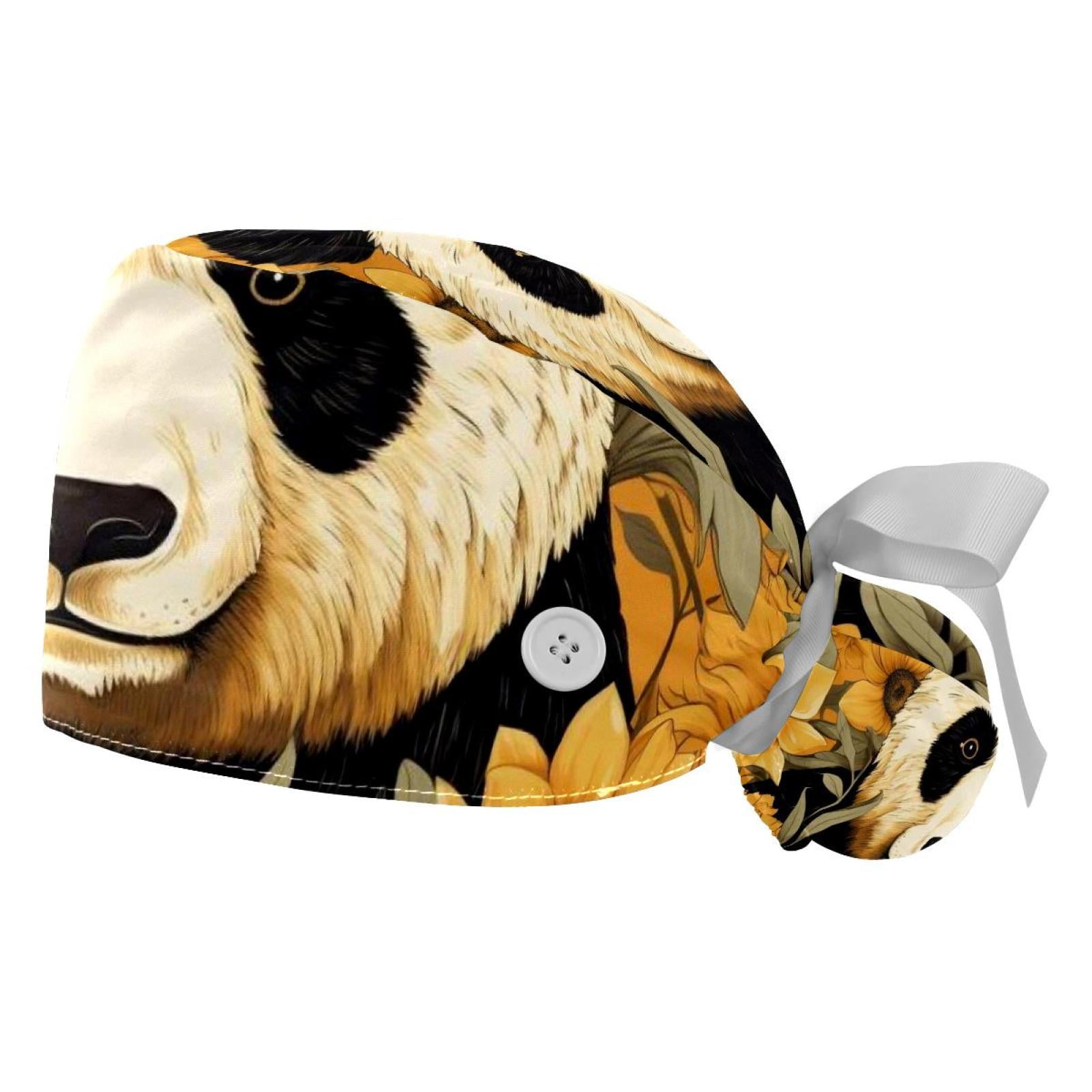 Panda Sunflower Adjustable Women Working Caps with Buttons One Size ...