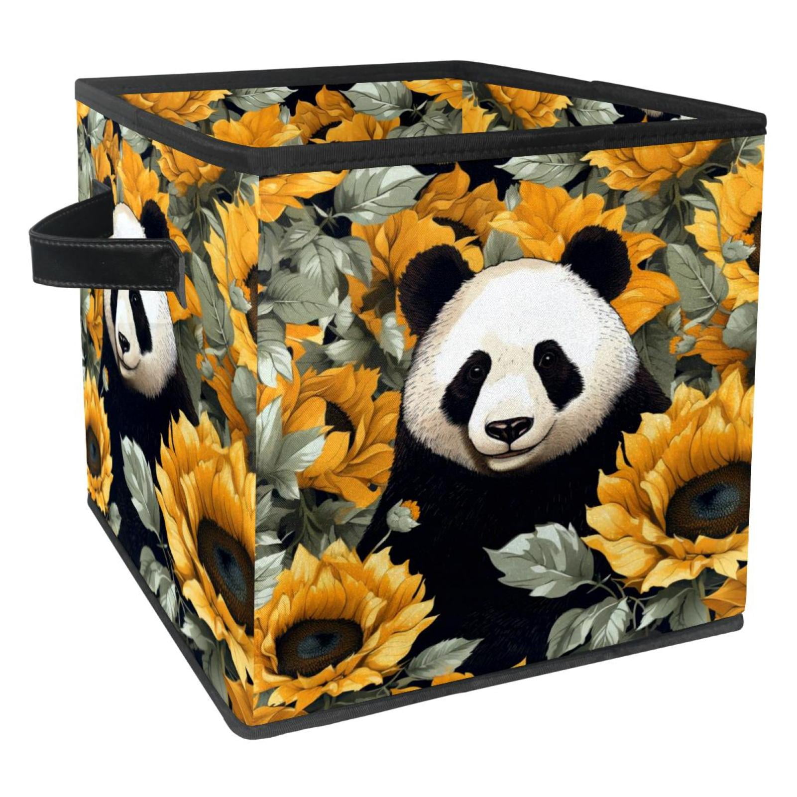 Panda Sunflower Collapsible Cube Organizer Storage Bin with Handle, 10. ...