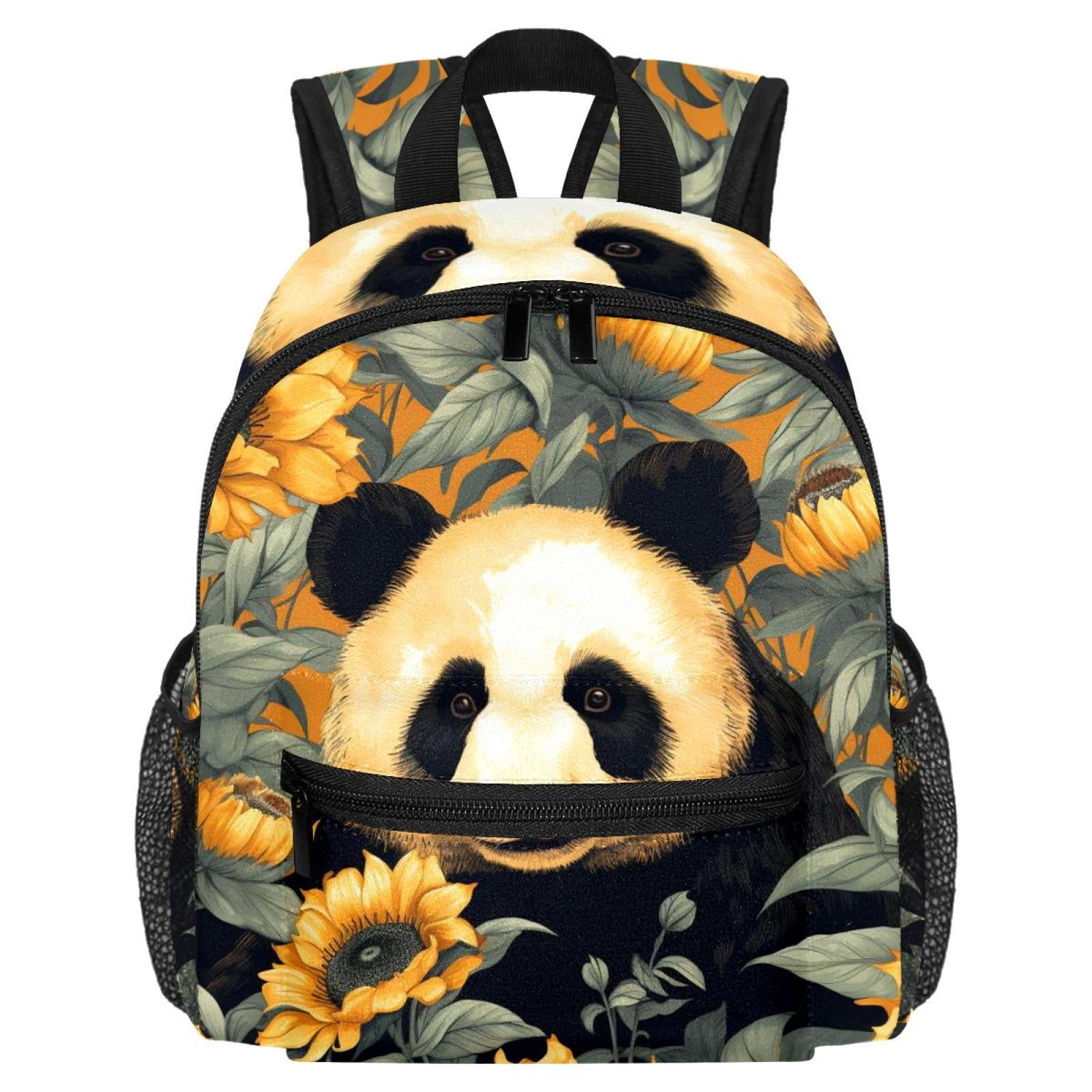 Panda Sunflower Cute Book Bag with Adjustable Shoulder Strap, Large ...