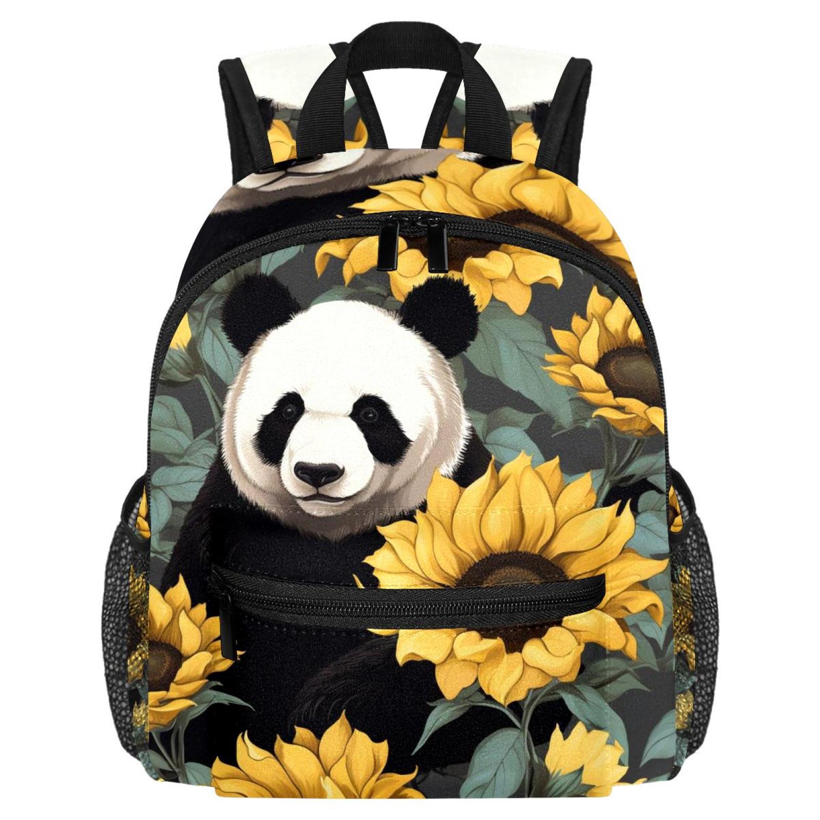Panda Sunflower Cute Book Bag with Adjustable Shoulder Strap, Large ...