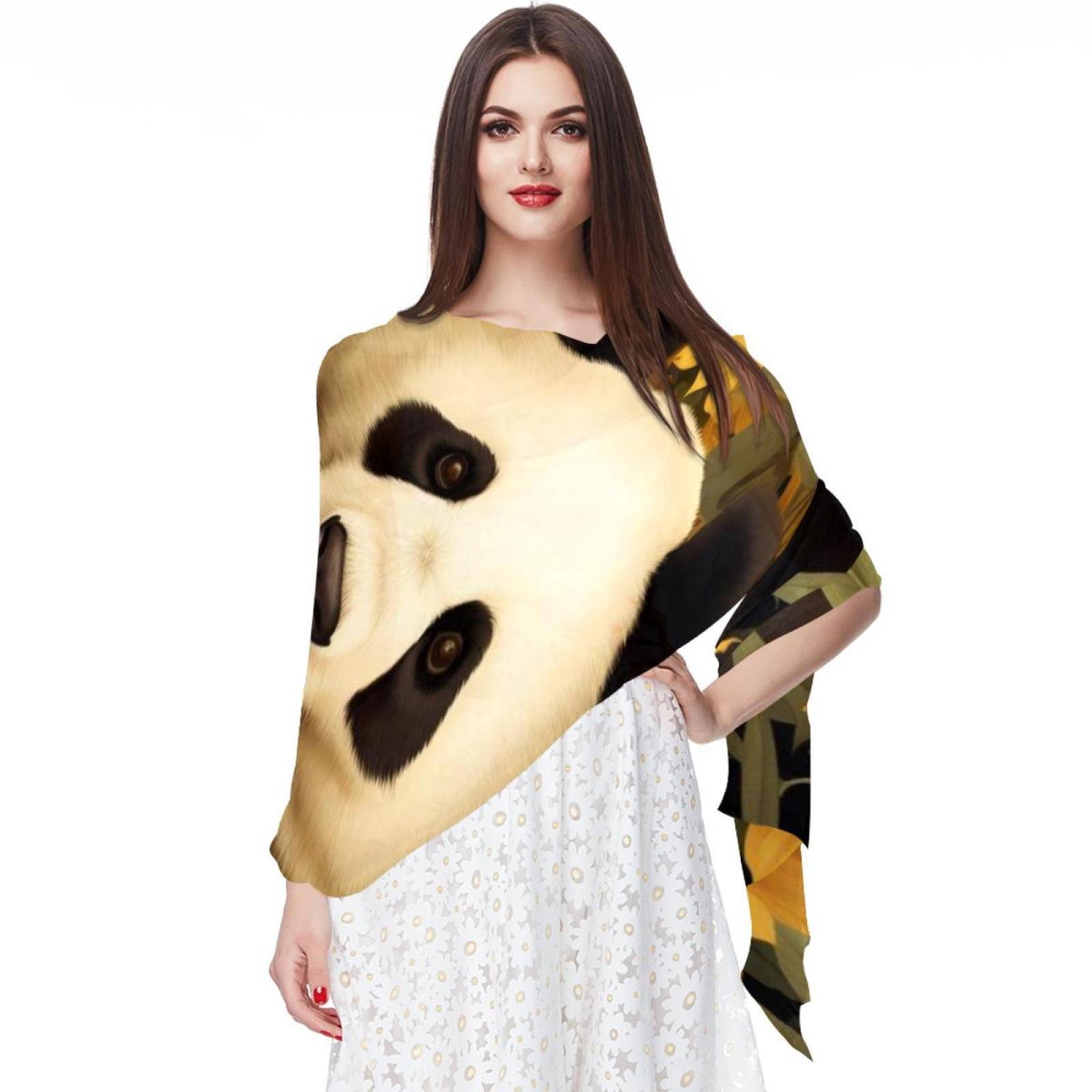 Panda Sunflower Elegant Translucent Chiffon Silk Scarf 180*73 - Light ...