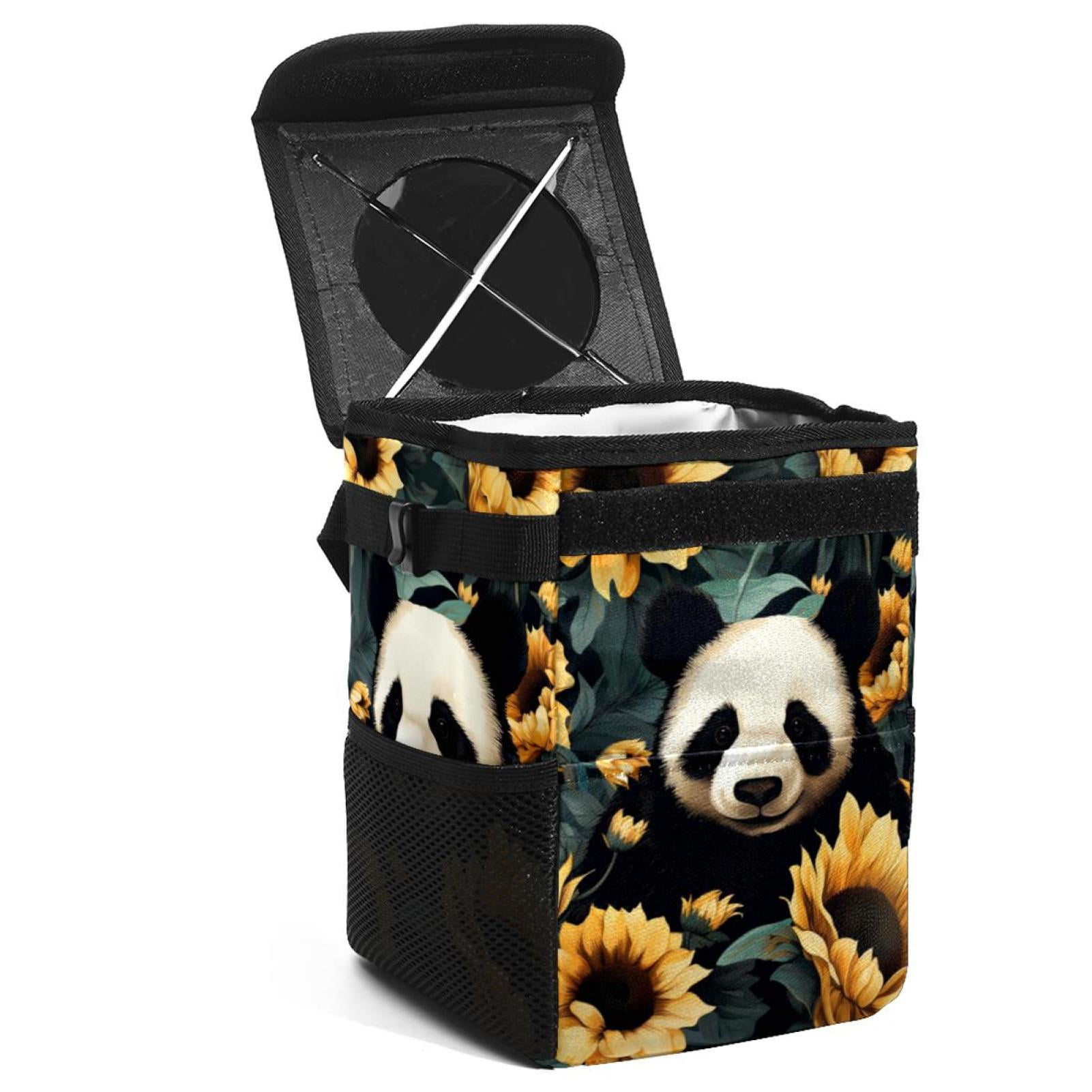 Panda Sunflower Foldable Car Garbage Can Trash Can for Car, with Lid ...