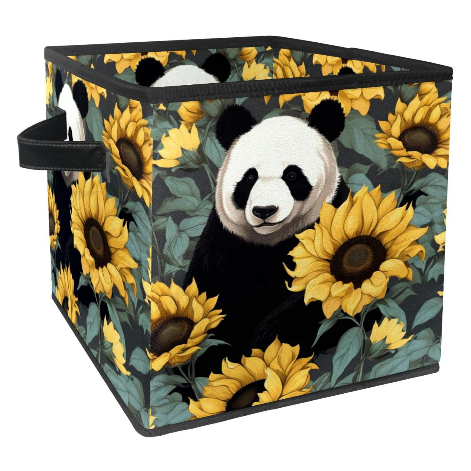 Panda Sunflower Foldable Clothes Storage Bins with Handle, 10.8"x10.5 ...
