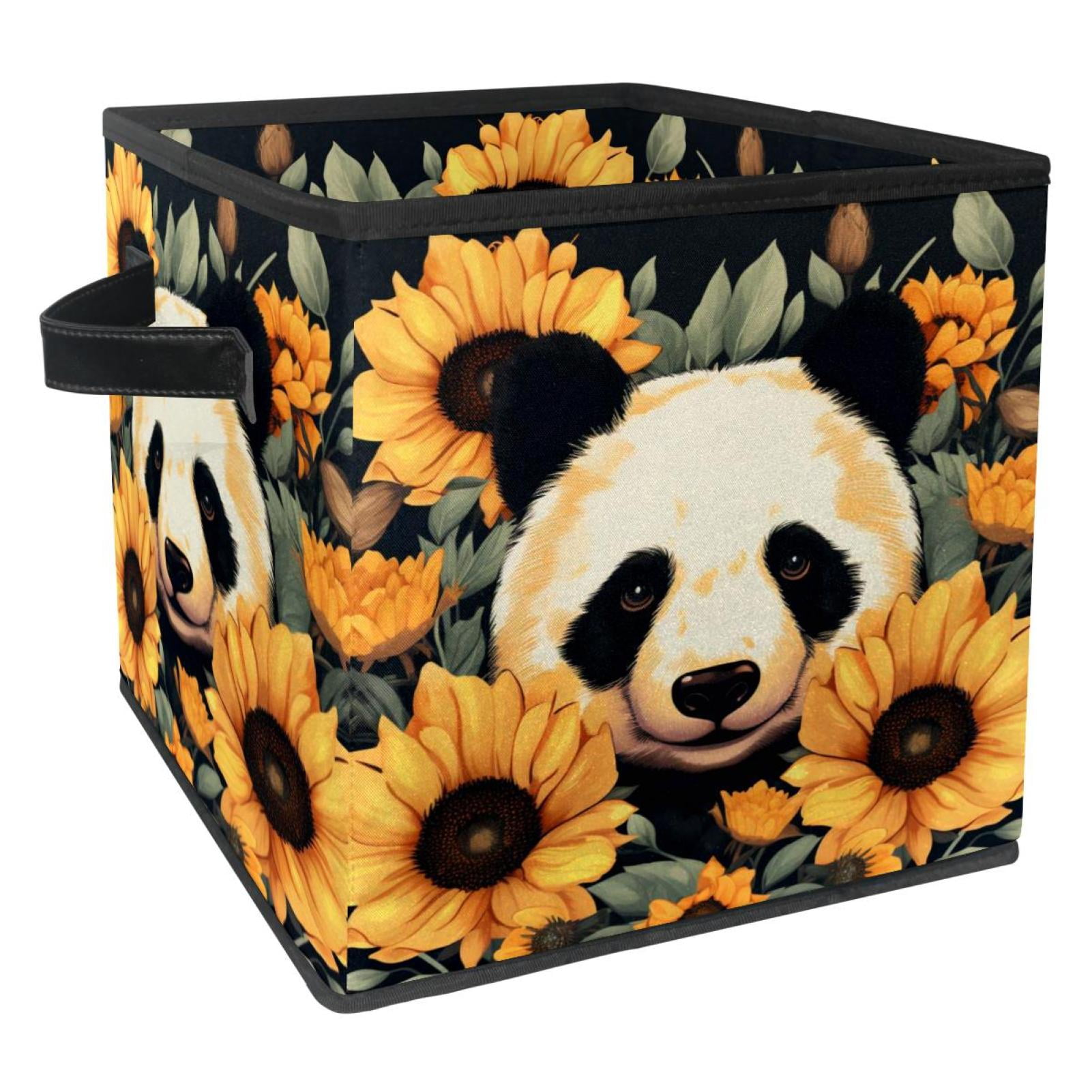 Panda Sunflower Foldable Cube Organizer with Handle, 10.8"x10.5"x10.6 ...