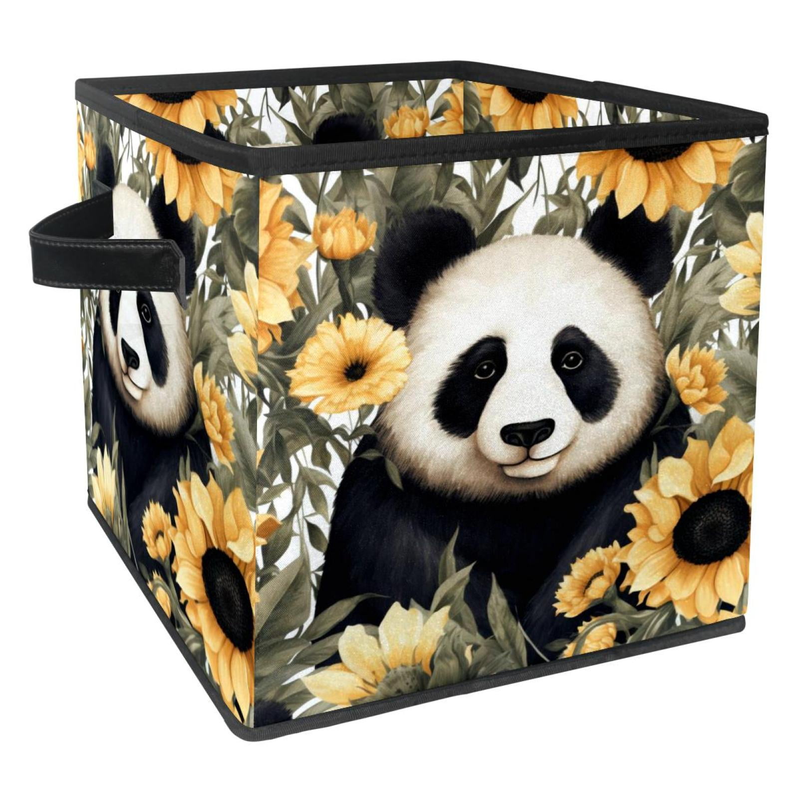 Panda Sunflower Foldable Cube Organizer with Handle, 10.8"x10.5"x10.6 ...
