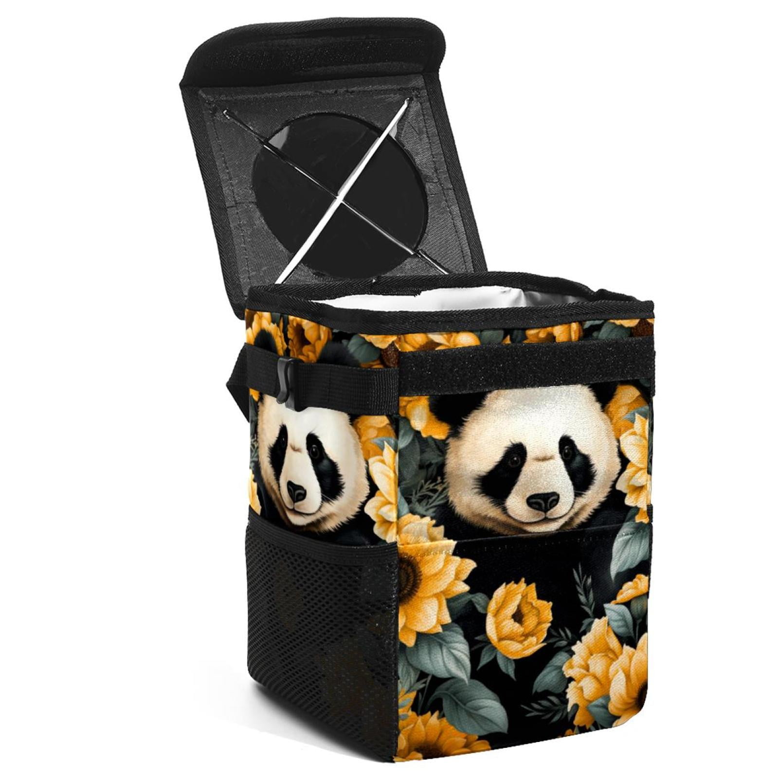 Panda Sunflower Foldable Mini Trash Can for Car with Lid, Leak-proof ...