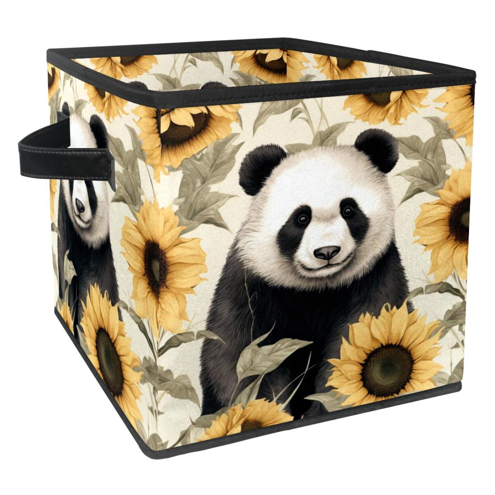Panda Sunflower Foldable Storage Cubes with Handle, 10.8"x10.5"x10.6 ...