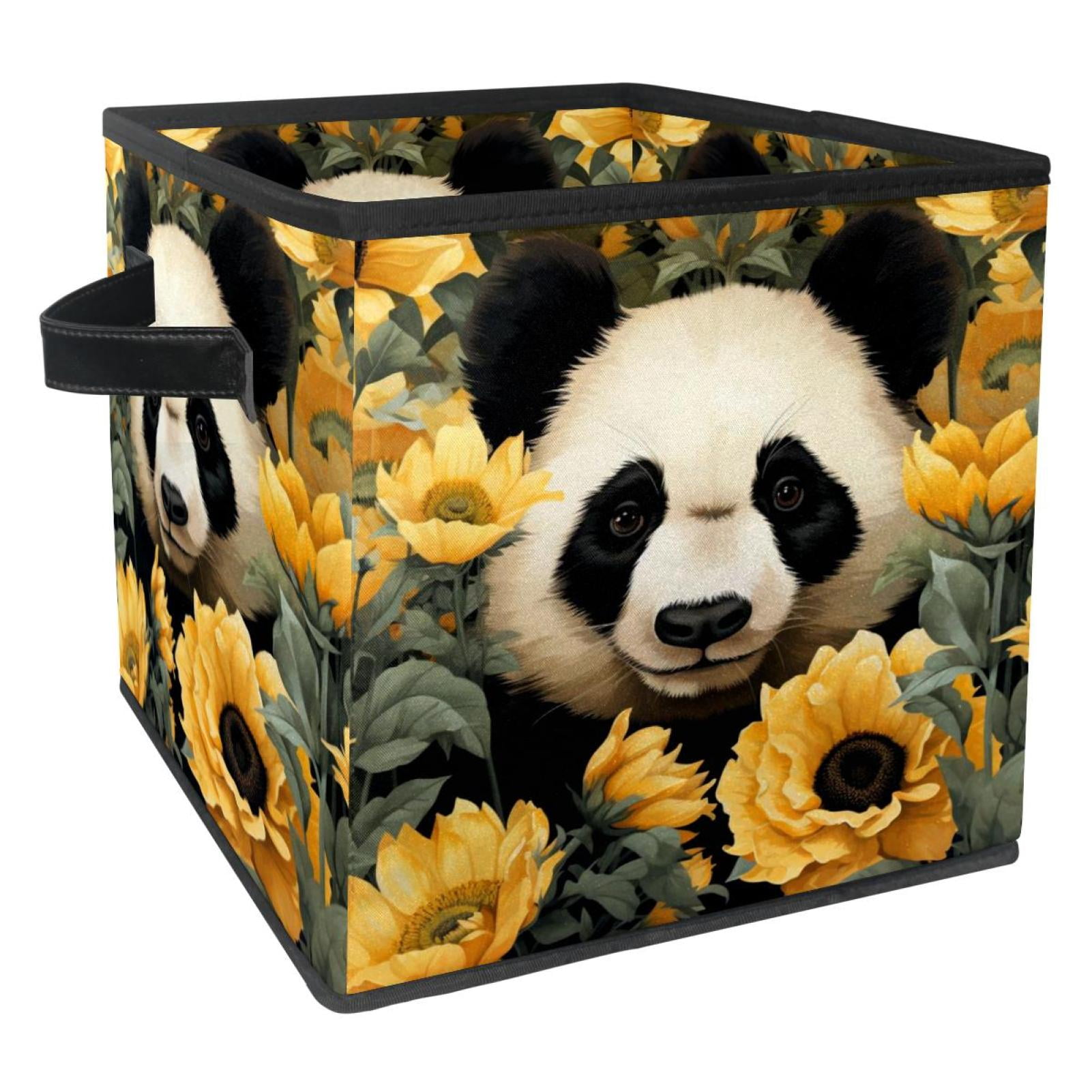 Panda Sunflower Foldable Toy Box Storage Cubes Storage Basket with ...