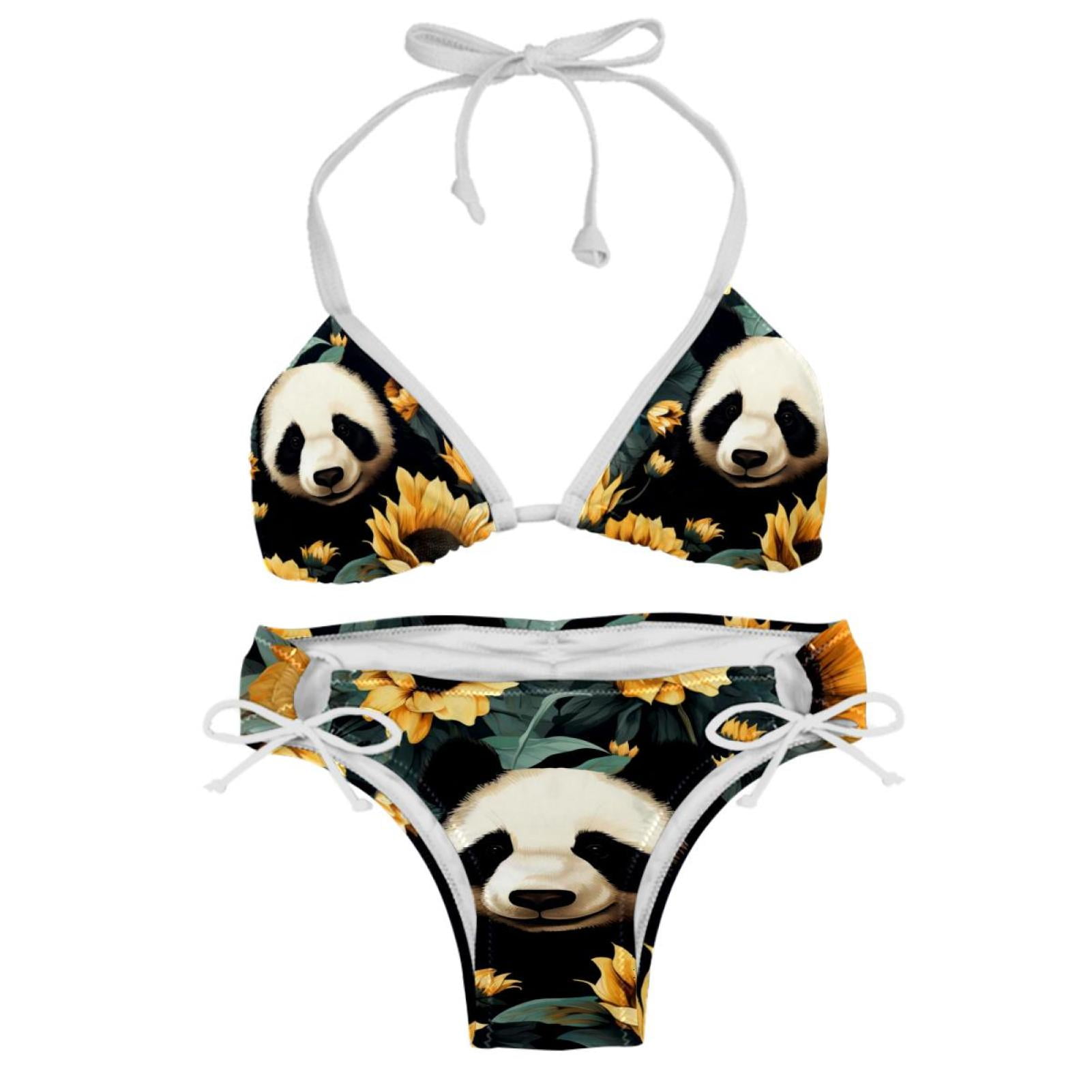 Panda Sunflower Swimsuit Women Bikinis: Detachable Sponge Adjustable ...