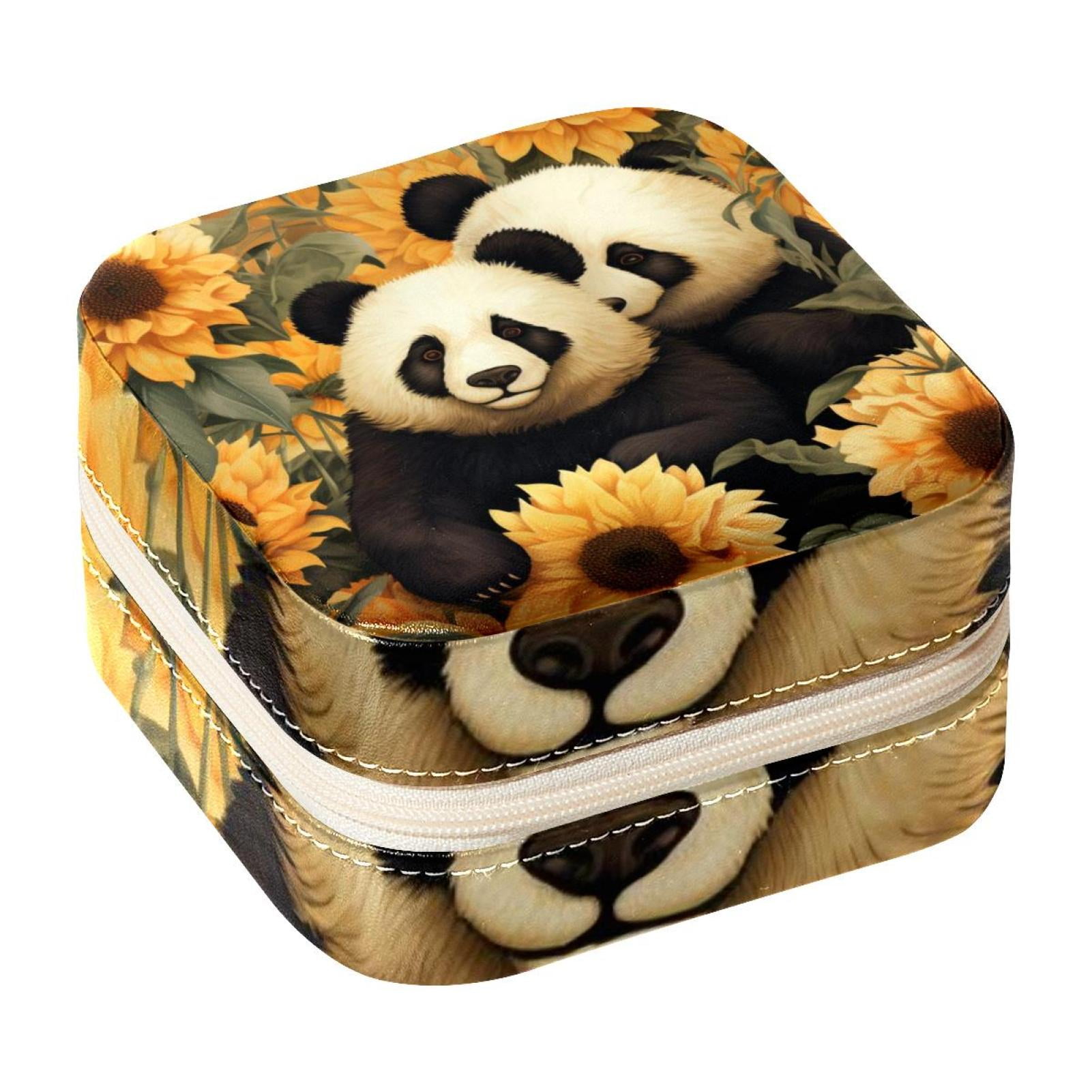 Panda Sunflower Travel Portable Square Jewelry Display Case: Storage ...