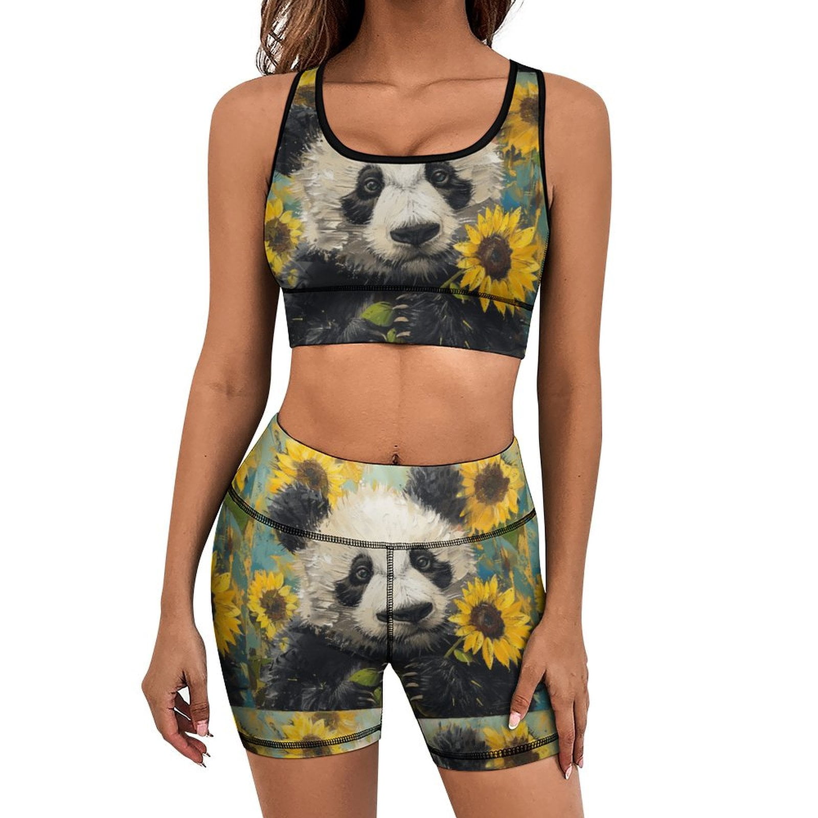 Panda Sunflower Working Out Sets for Women Workout Outfits for Women 2 ...