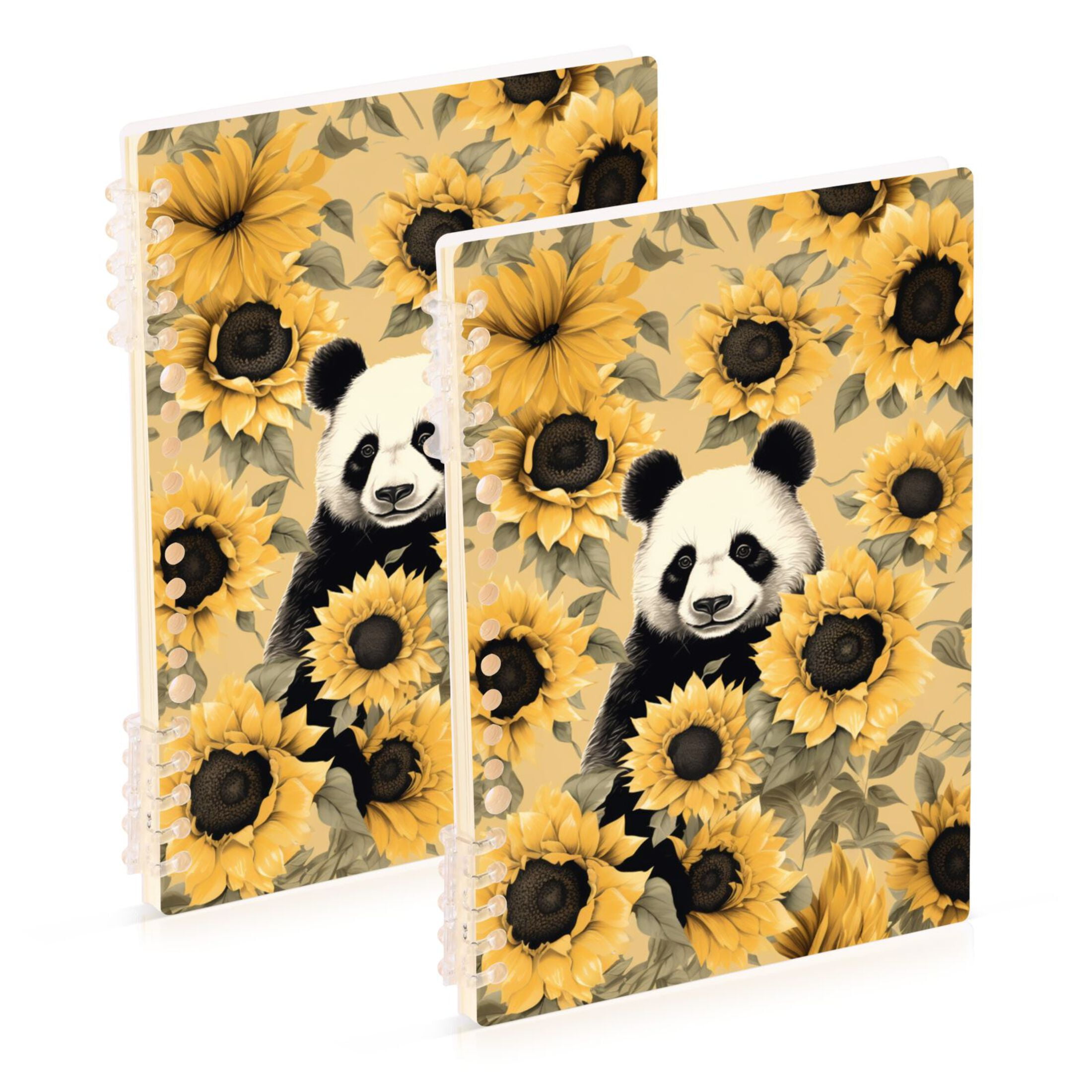 Panda Sunflowers Bear Ring Binder Notebook Journey Note Diary College ...